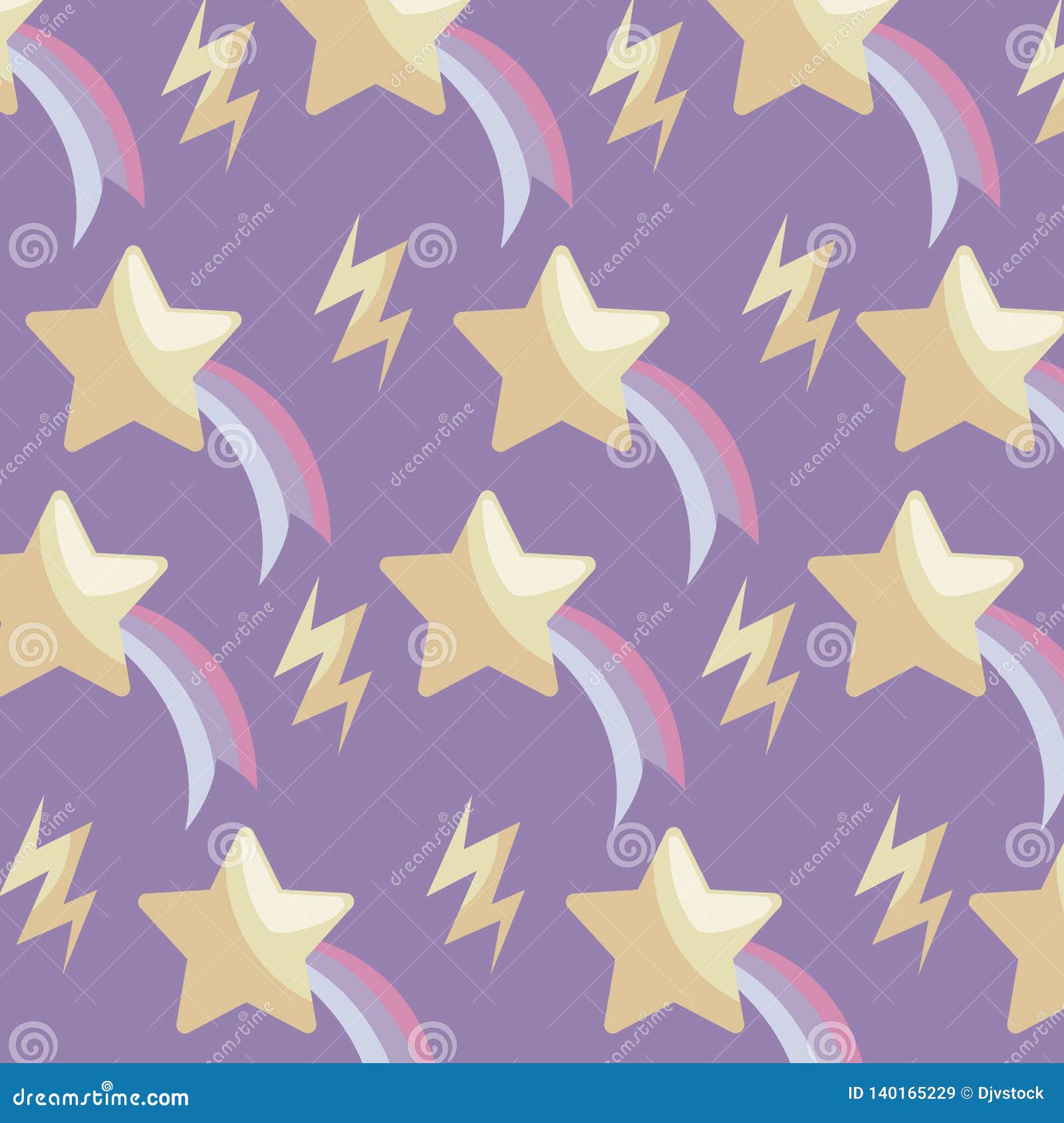 Pattern Shooting Stars and Thunderbolts Stock Vector - Illustration of ...