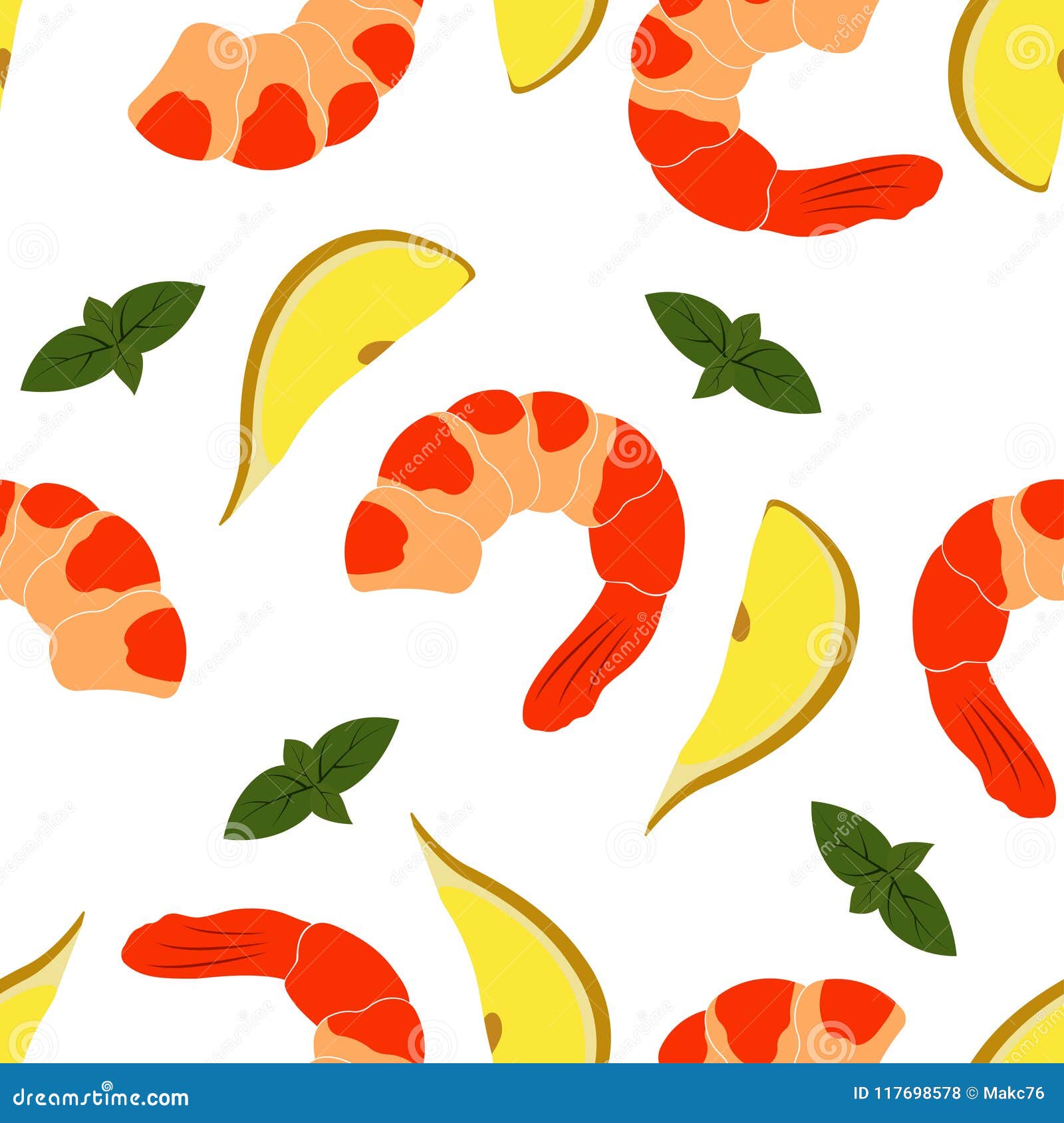 Pattern with shrimp stock vector. Illustration of simple - 117698578