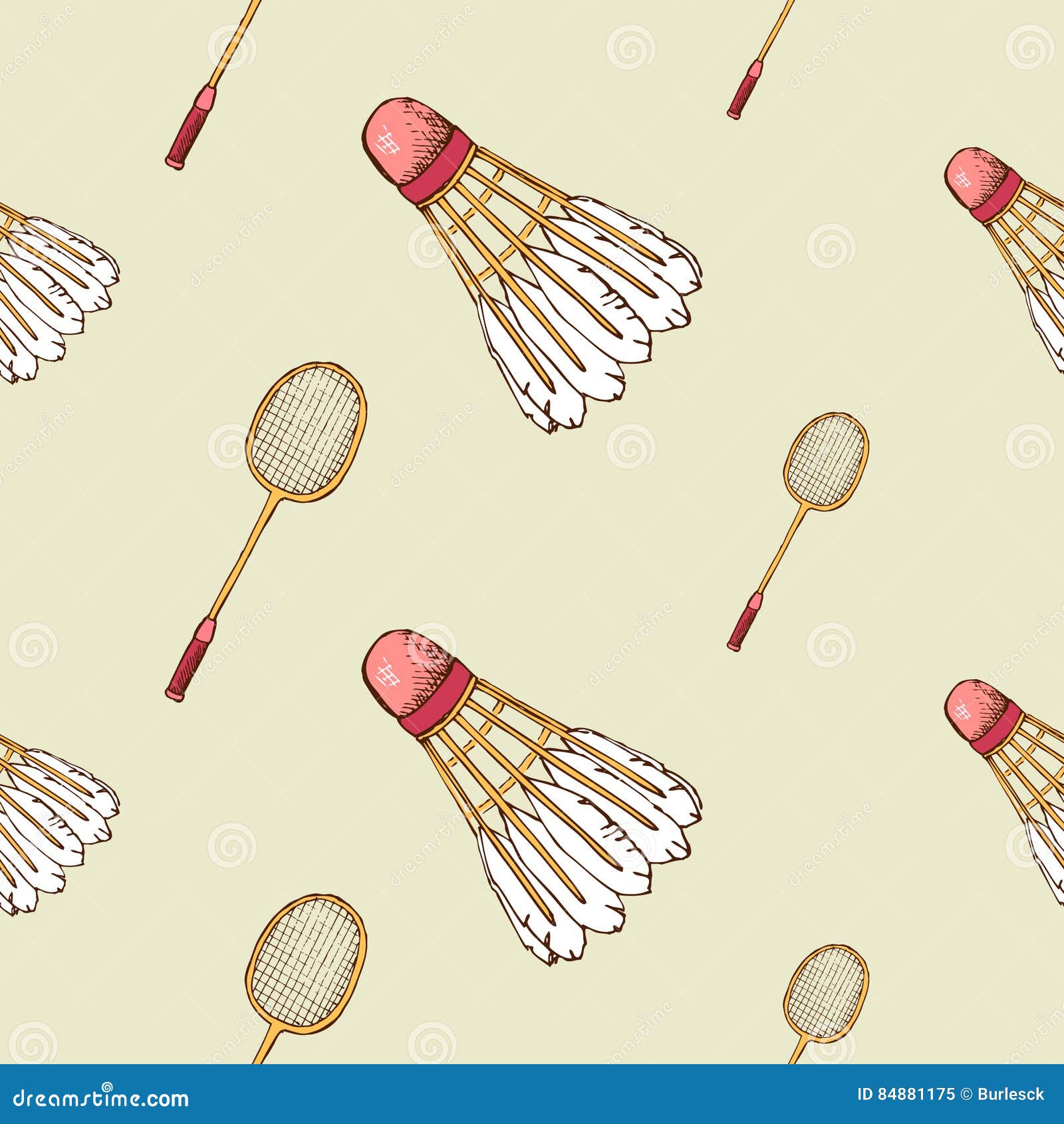 Pattern with Shuttlecock and Badminton Racket Stock Vector ...