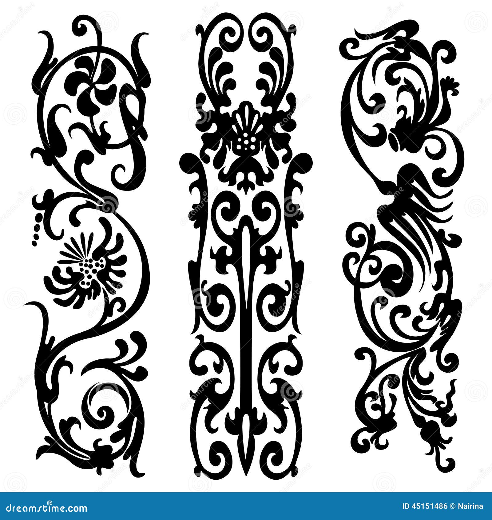 Pattern Silhouette Black Design Ornament Motifs Stock Vector ...