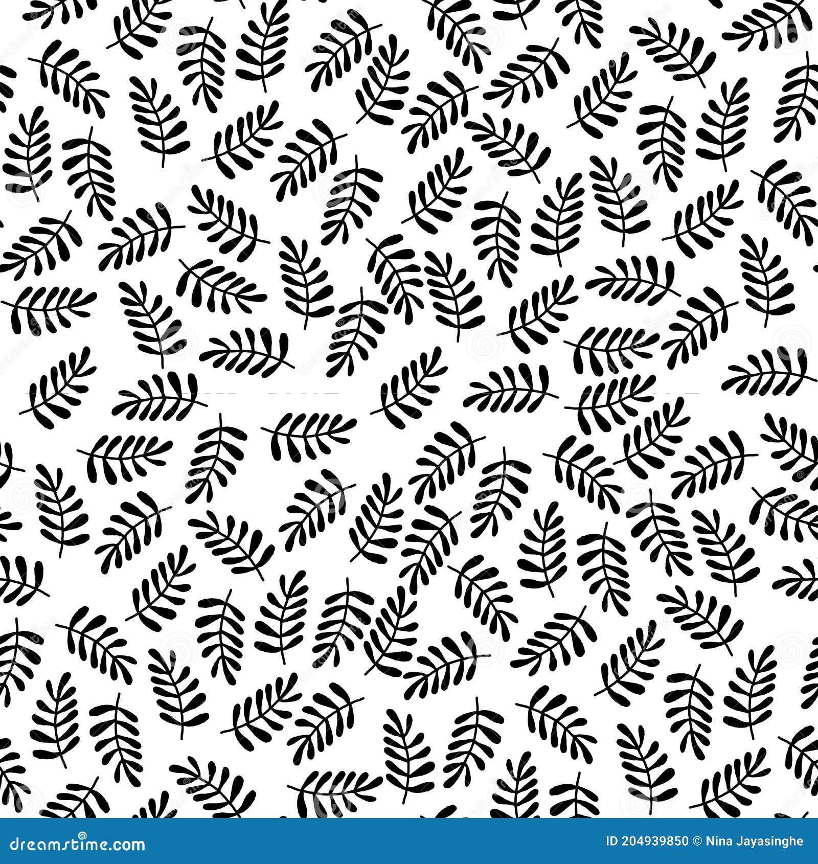 Black and White Mistletoe Leaves Pattern Stock Illustration ...