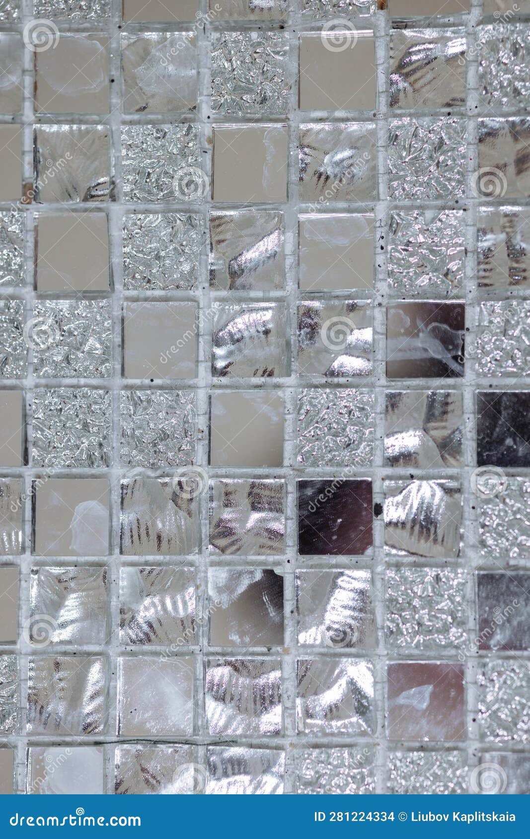Pattern of Silver and Mirror Square Tiles on the Wall Stock Photo ...