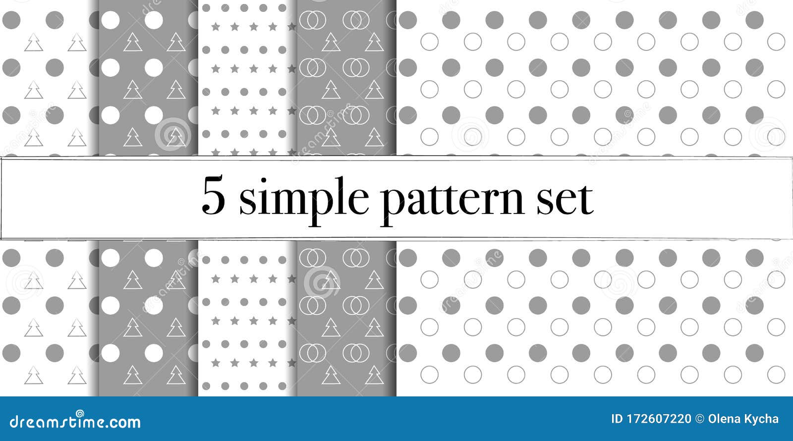 Set of 5 Simple Ornament Vector Patterns. Use for Ceramic Tiles ...