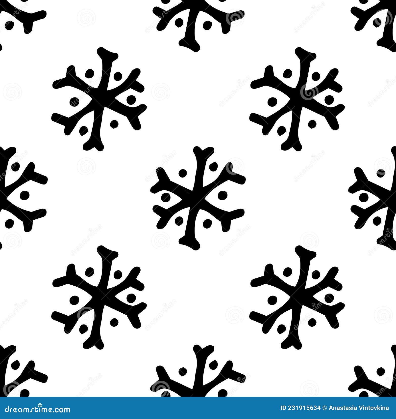 A Pattern of a Simple Snowflake with Dots. a Hand-drawn Snowflake with ...