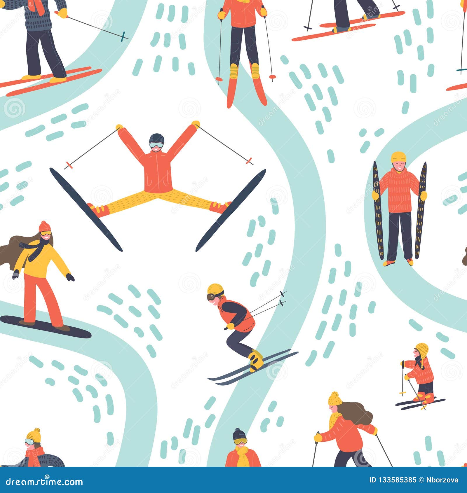 Pattern from skiing people stock vector. Illustration of vacations ...