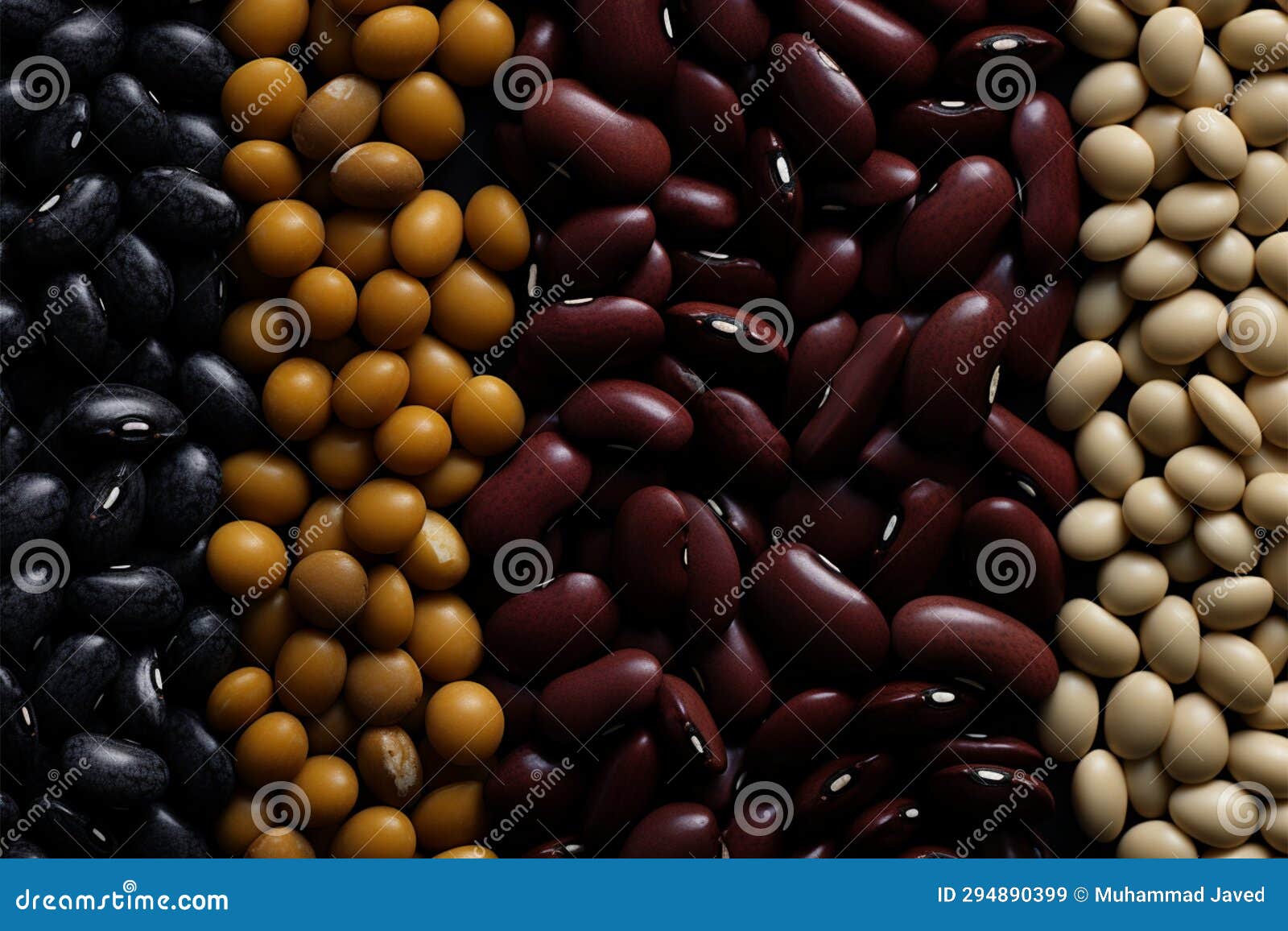 A Pattern that Skillfully Interconnects Diverse Types of Beans Stock ...