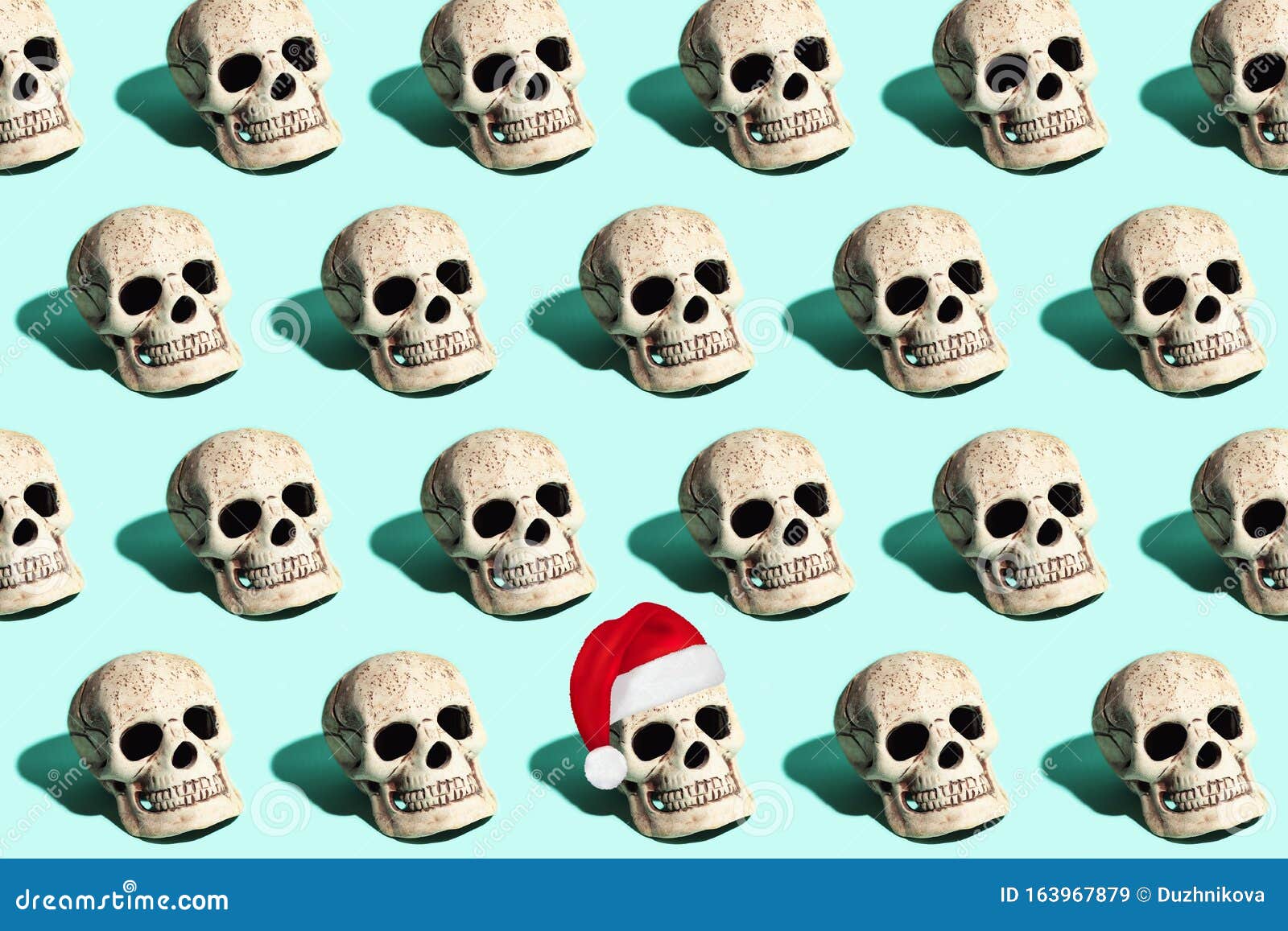 Pattern Skull with a Hard Shadow on Mint Background Stock Image - Image ...