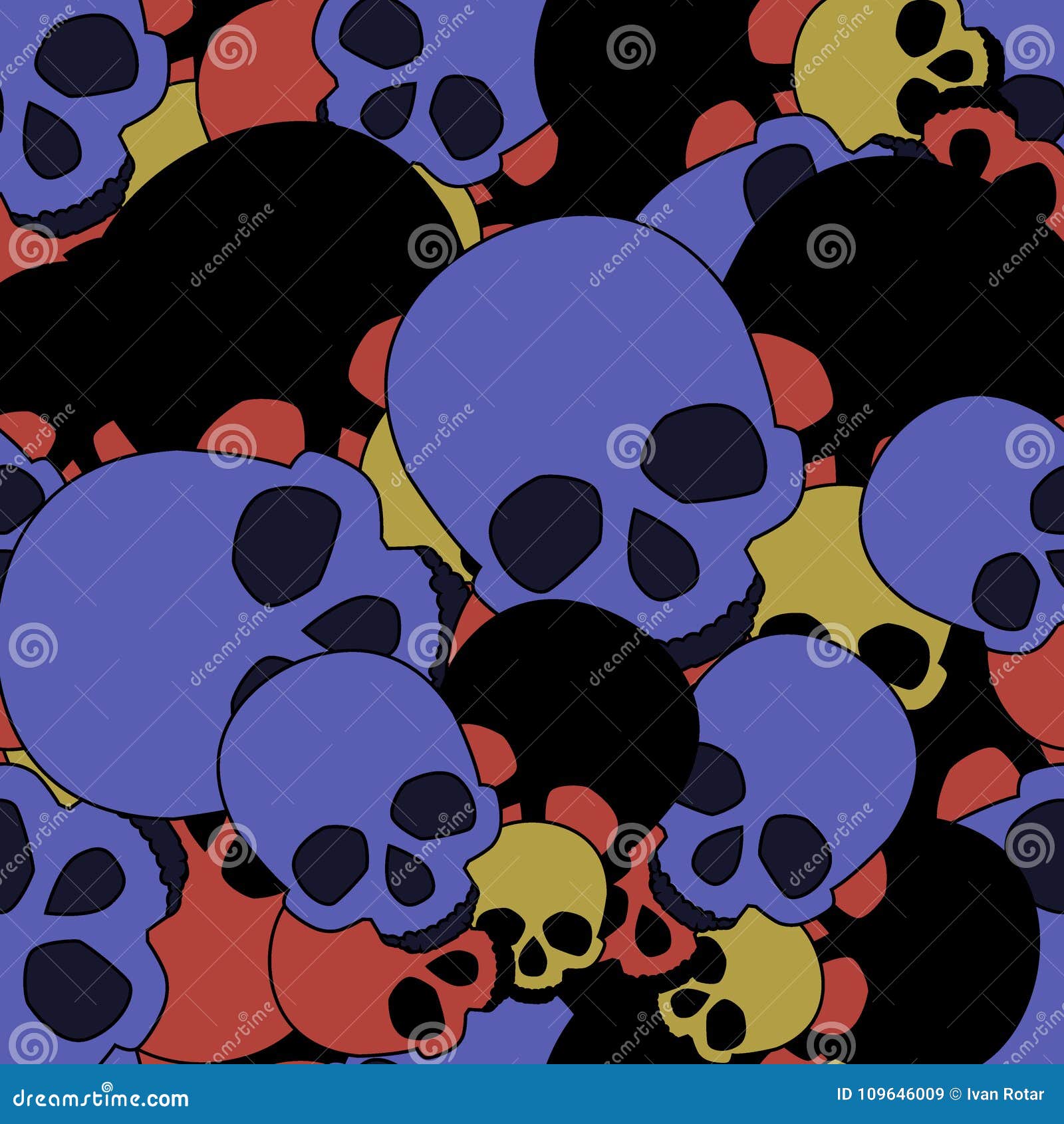 Pattern of Skulls of Different Colors Stock Vector - Illustration of ...