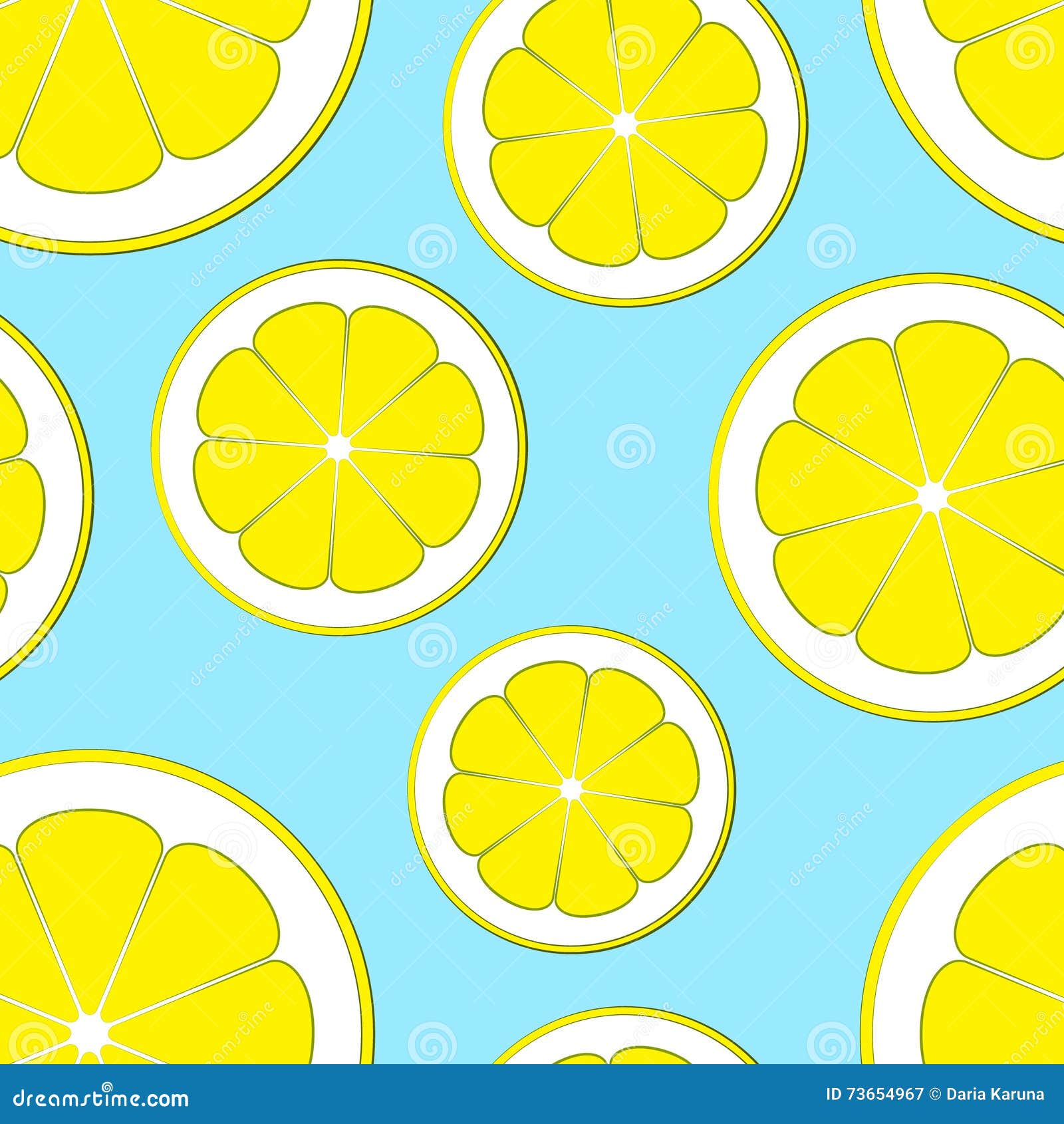 Pattern with Slices of Lemon on a Blue Background. Stock Vector ...