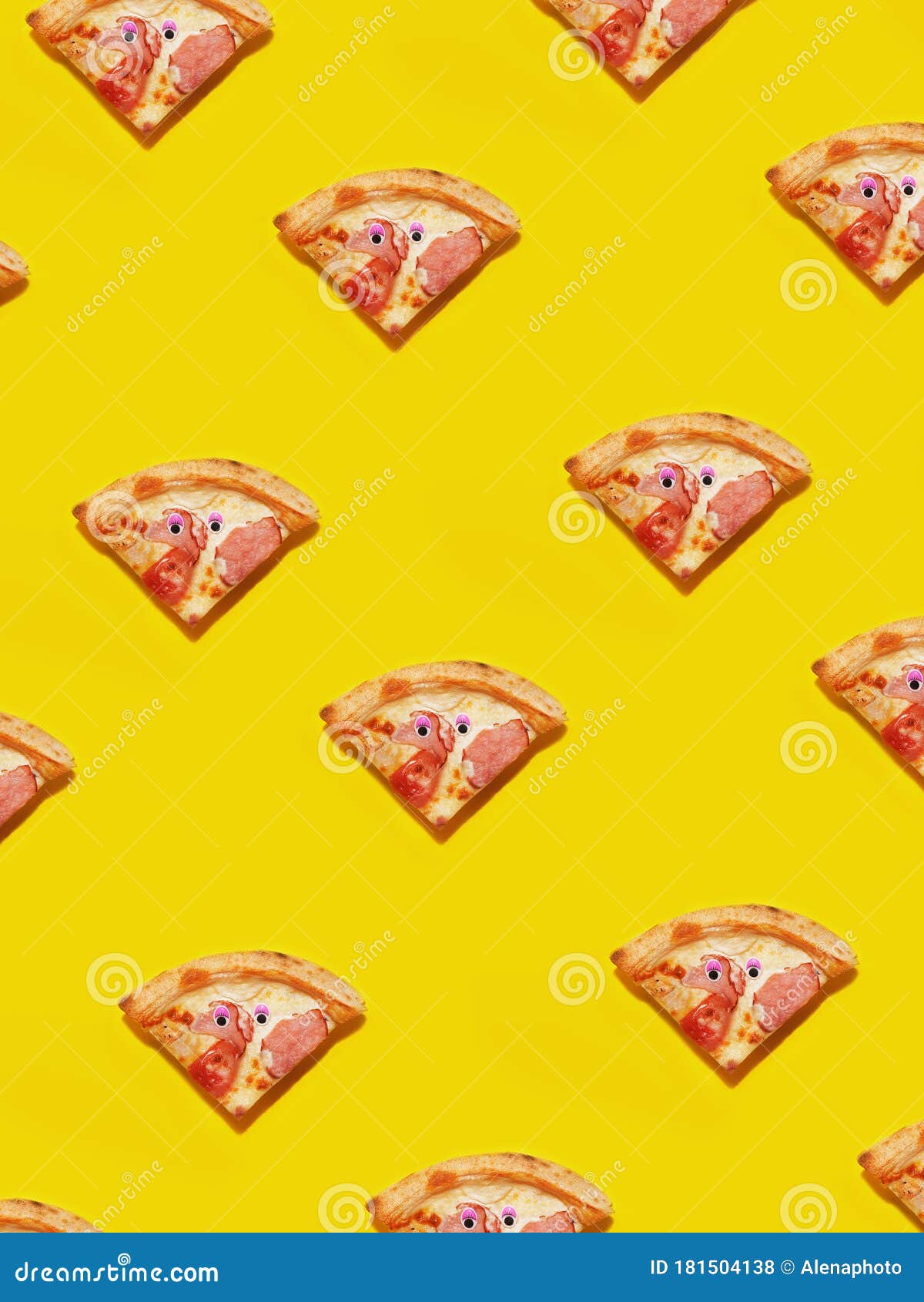 Pattern of Slices Pizza on Yellow Background. Stock Illustration ...