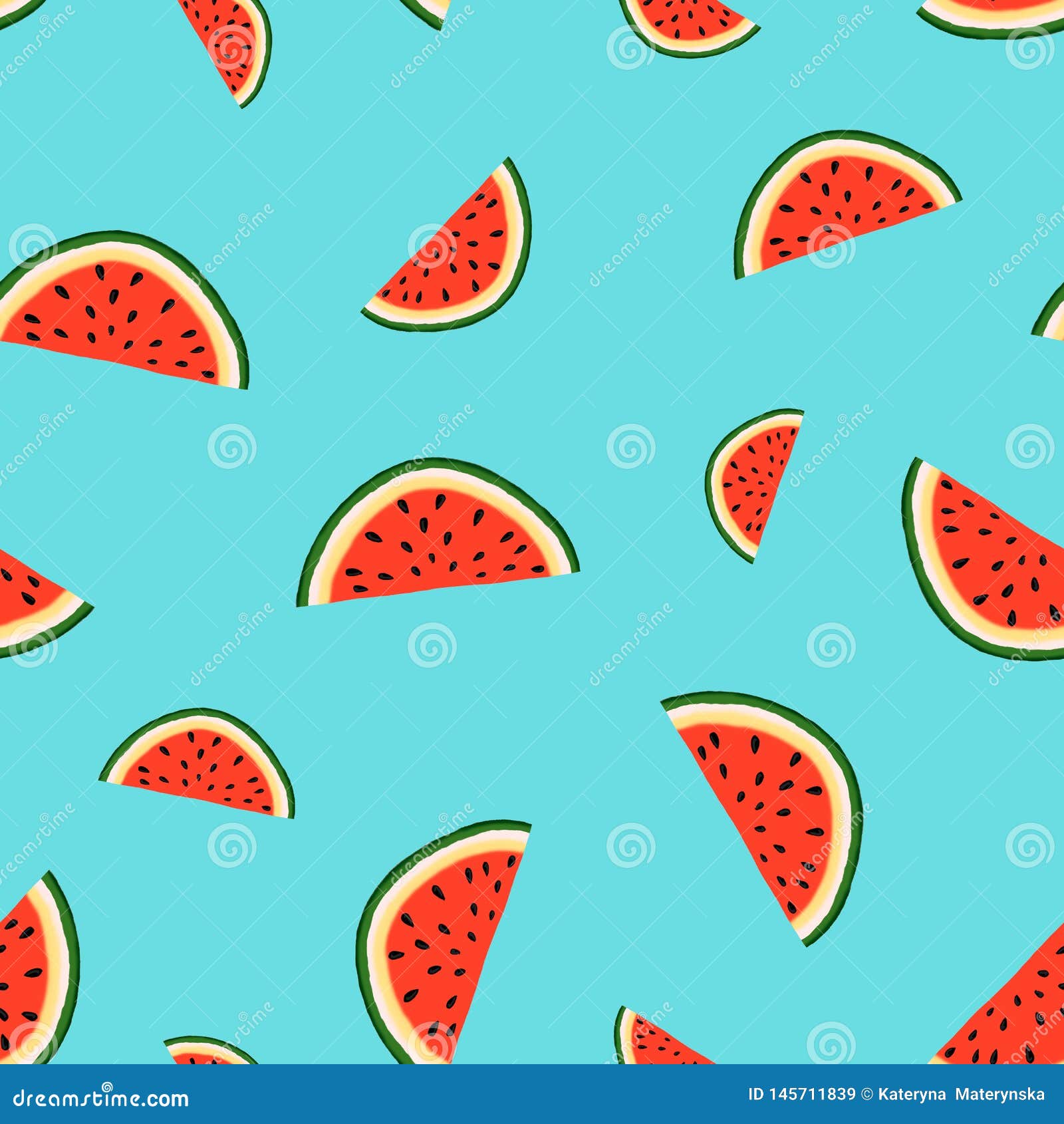 Pattern with Slices of Watermelon. Blue Background Stock Illustration ...