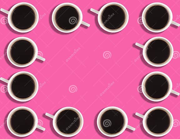 A Pattern of Small Coffee Cups on a Bright Colored Background with ...