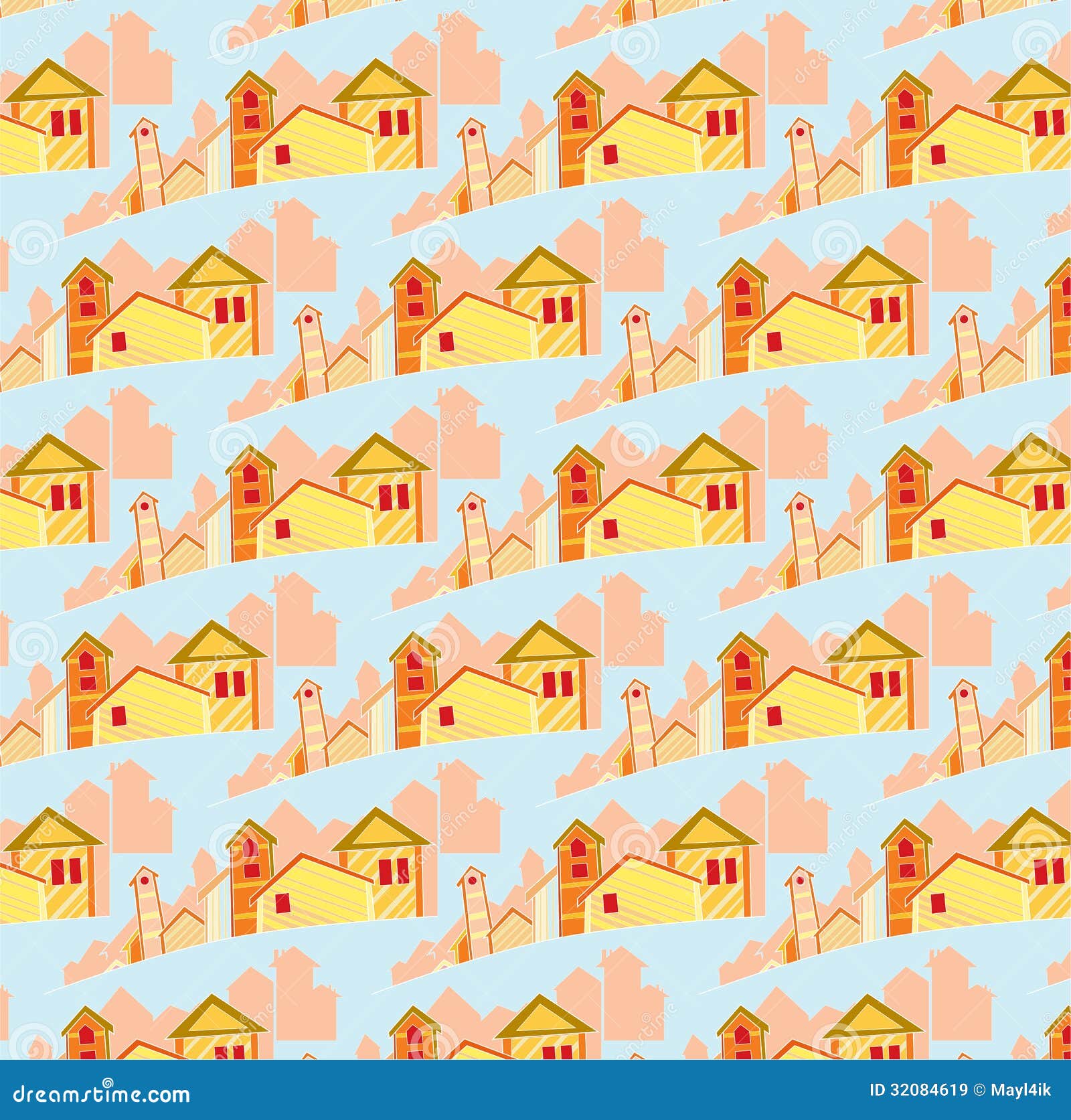 Pattern of small houses stock vector. Illustration of card - 32084619