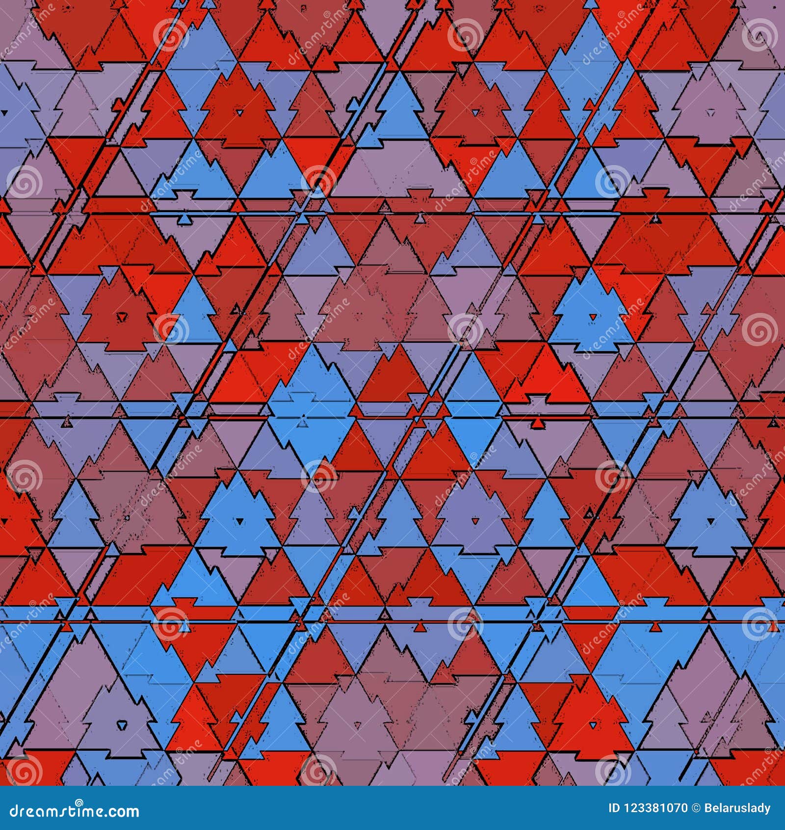 Pattern of Small Triangles in Red and Blue Colors Stock Illustration ...