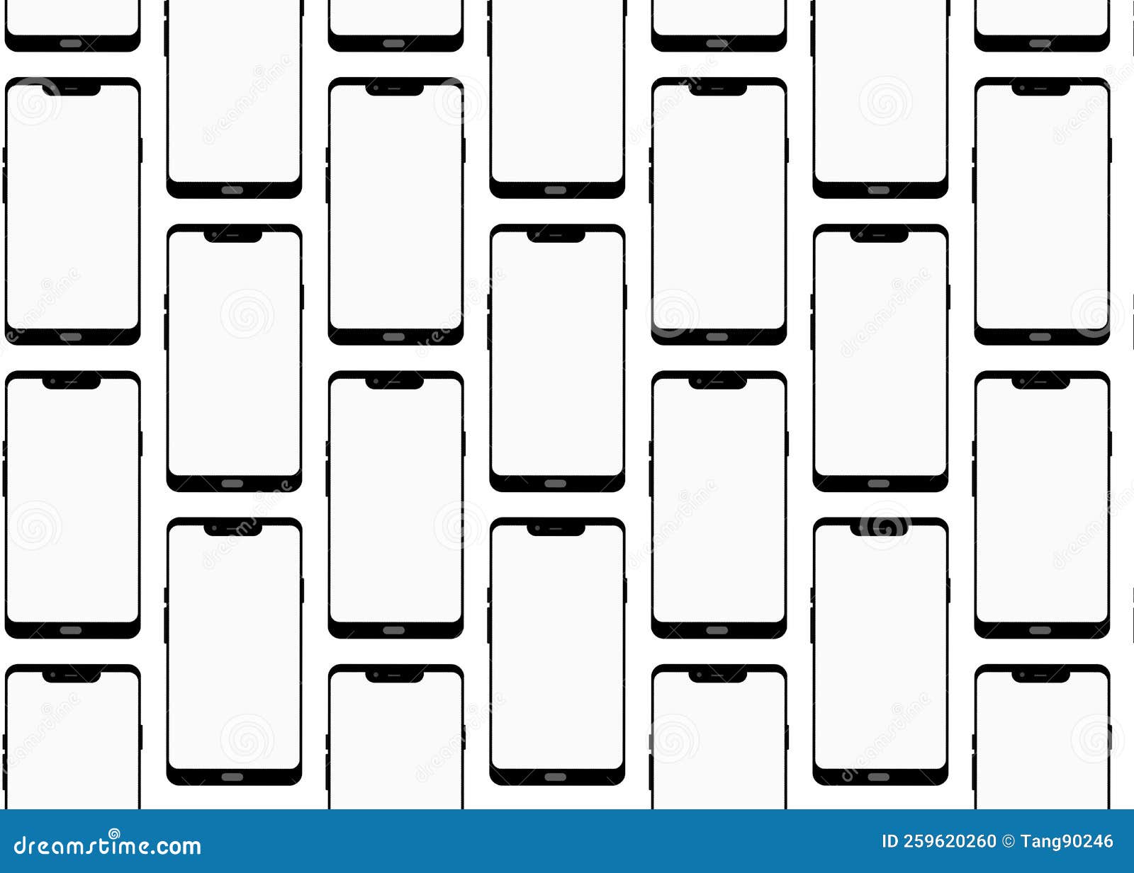 Pattern of Smartphone Layout Isolated on White Background Stock ...