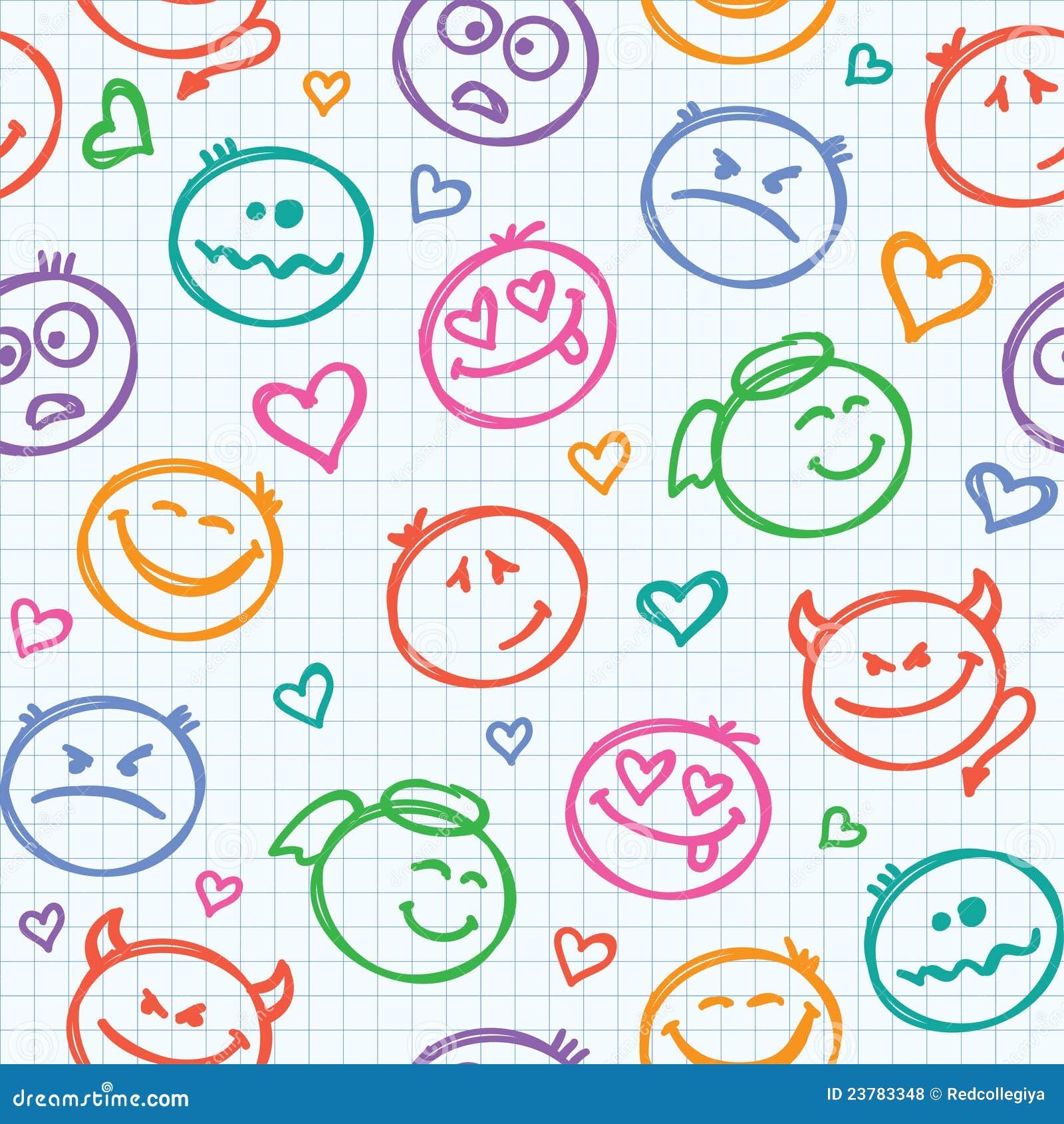 Pattern of smiles stock vector. Illustration of colorful - 23783348