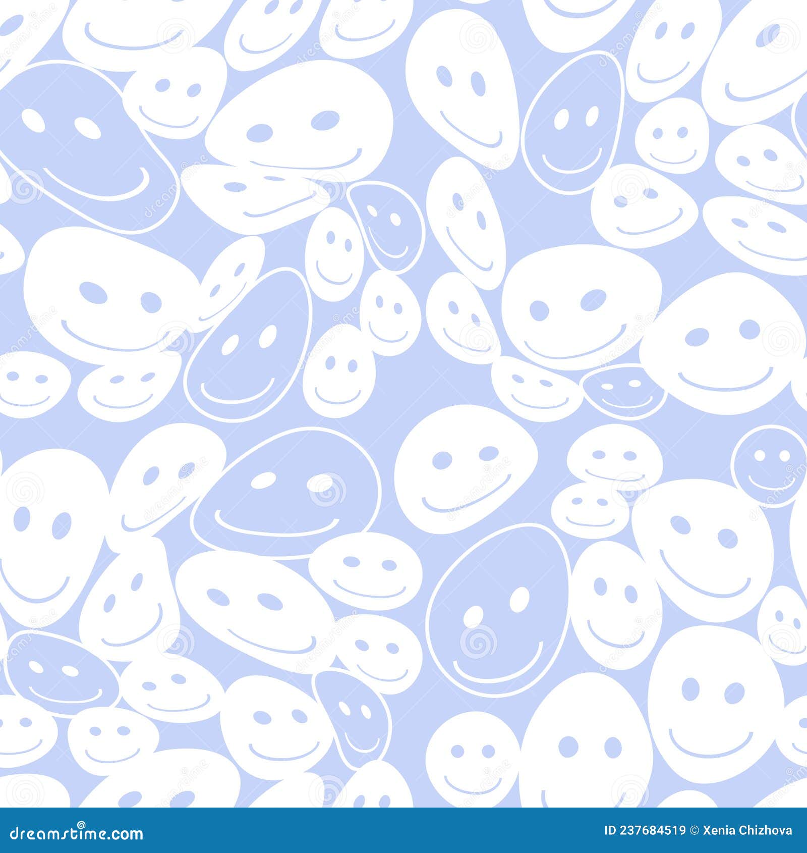 Pattern with Smiling Faces. Blue. Stock Vector - Illustration of ...