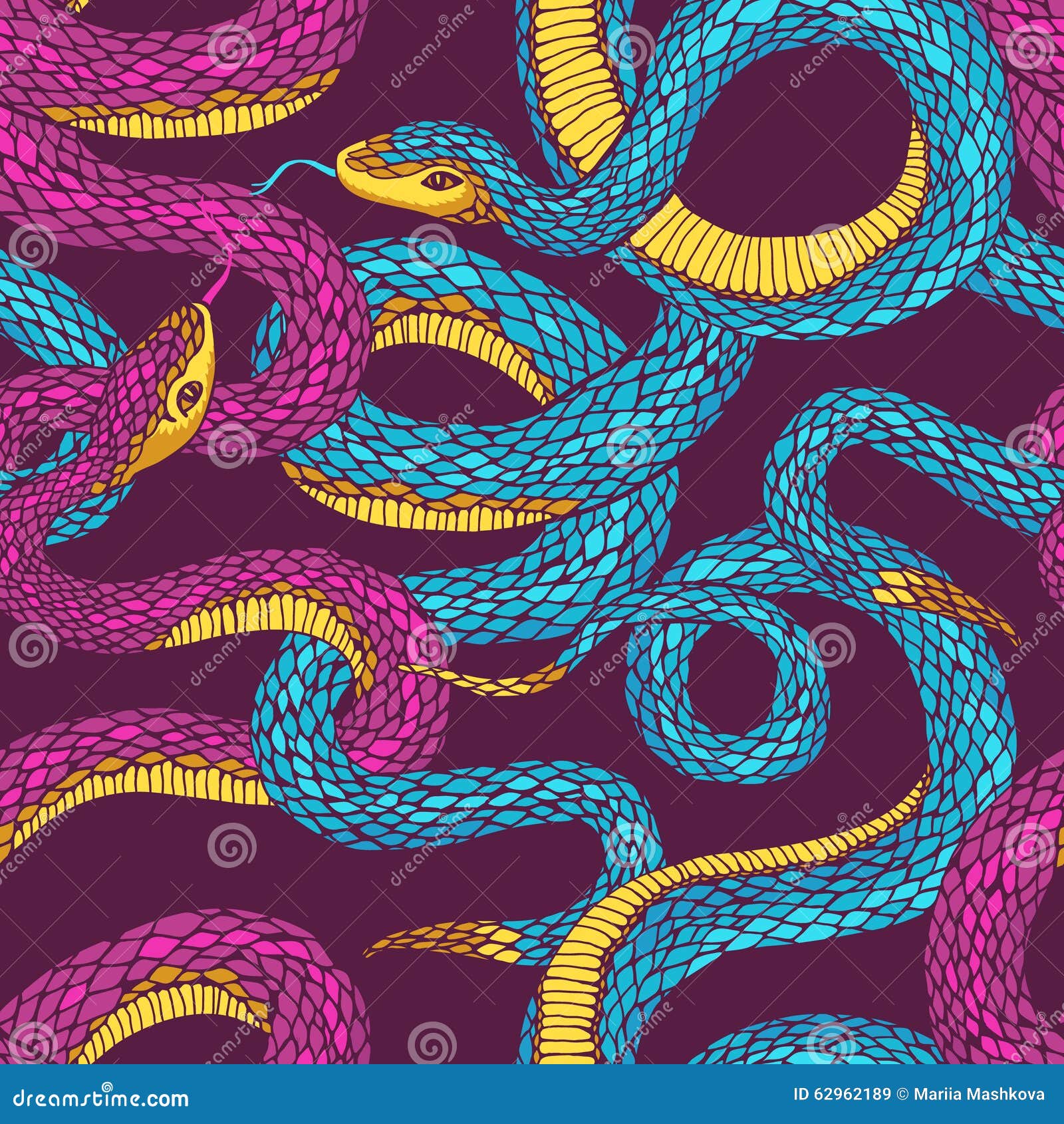 Pattern with snakes. stock vector. Illustration of print - 62962189