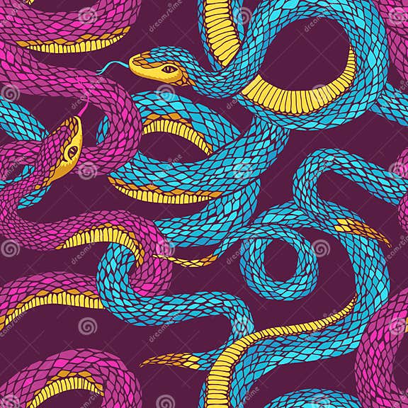 Pattern with snakes. stock vector. Illustration of print - 62962189