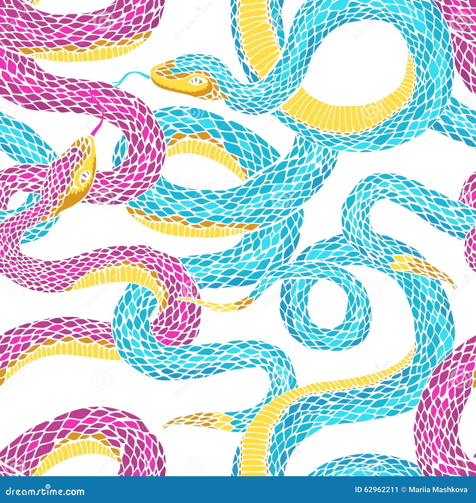 Pattern with snakes. stock vector. Illustration of background - 62962211