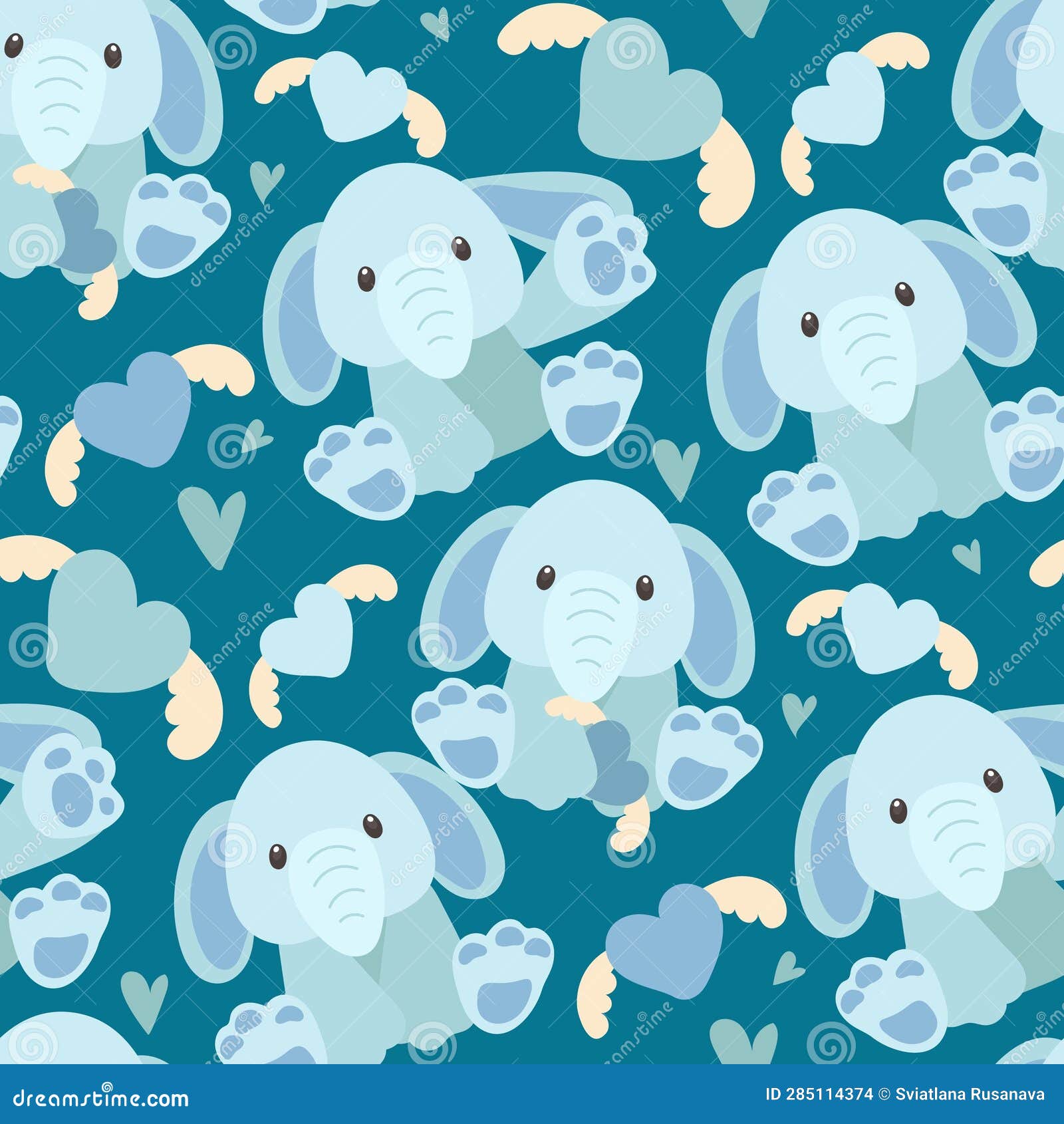 Set Of Elephants With Different Emotions And Poses. African Animals In ...