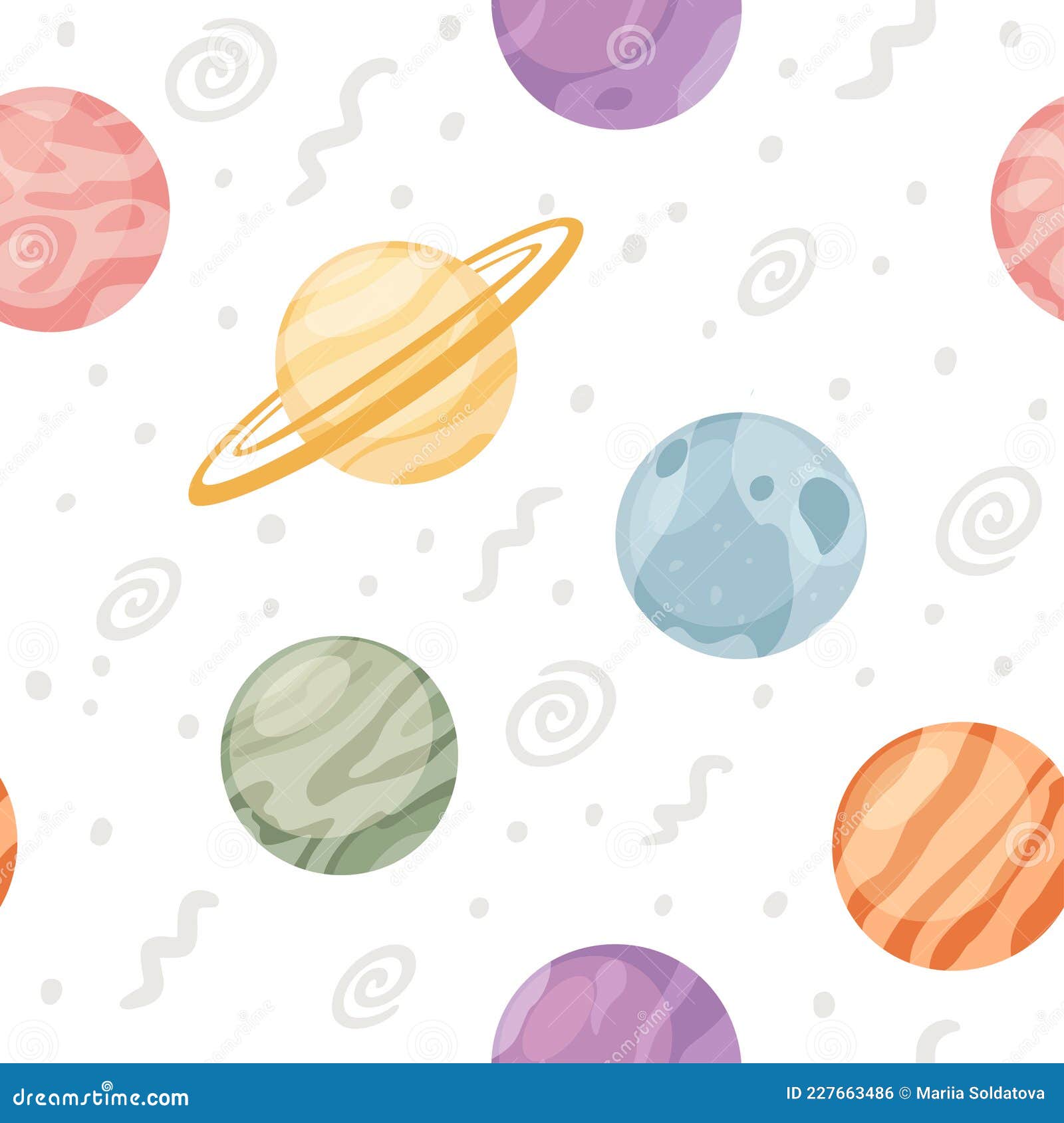Pattern of Solar System with Planets and Elements Stock Vector ...