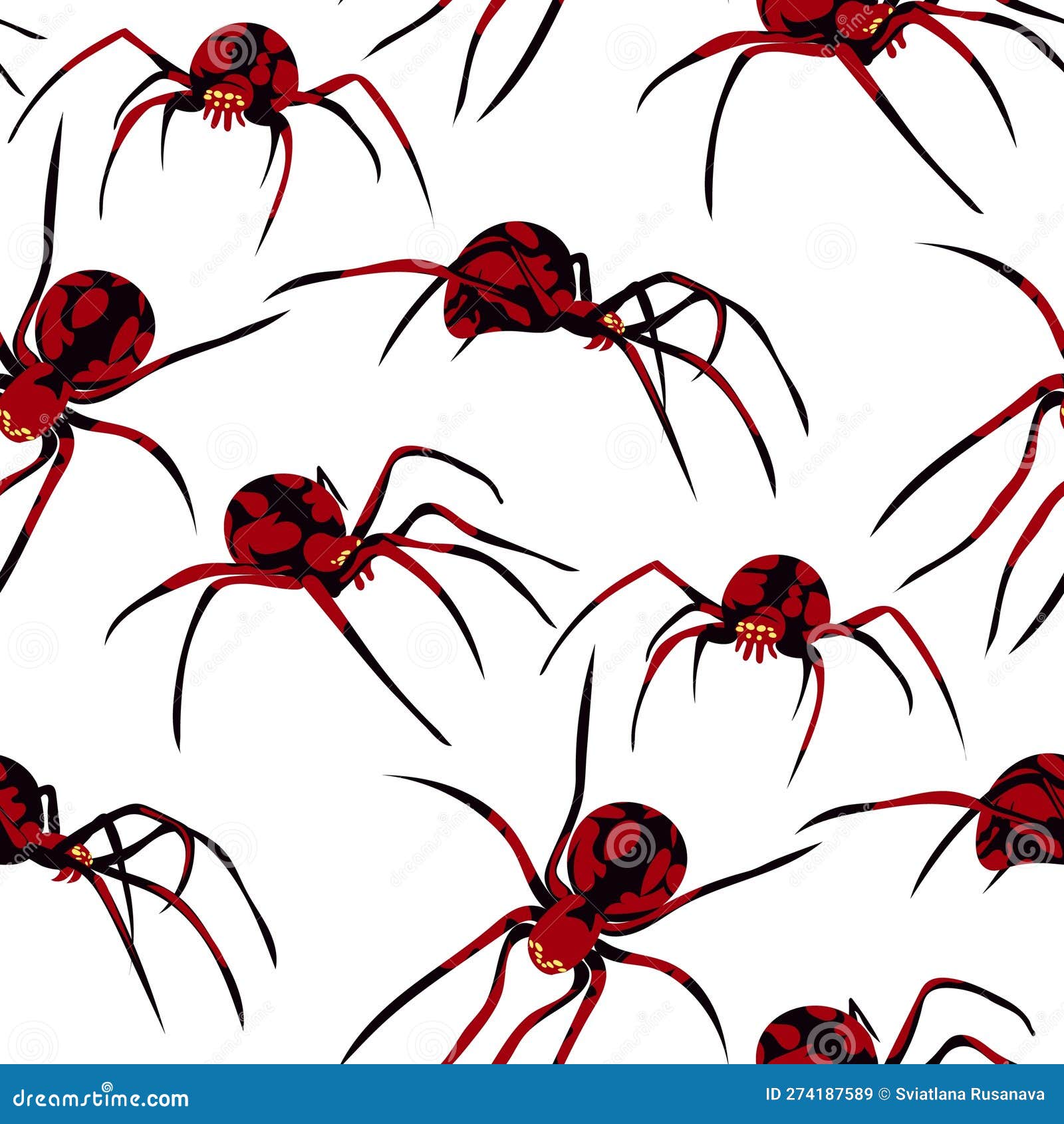 Pattern with Spiders on a White Background. Vector Illustration of a ...