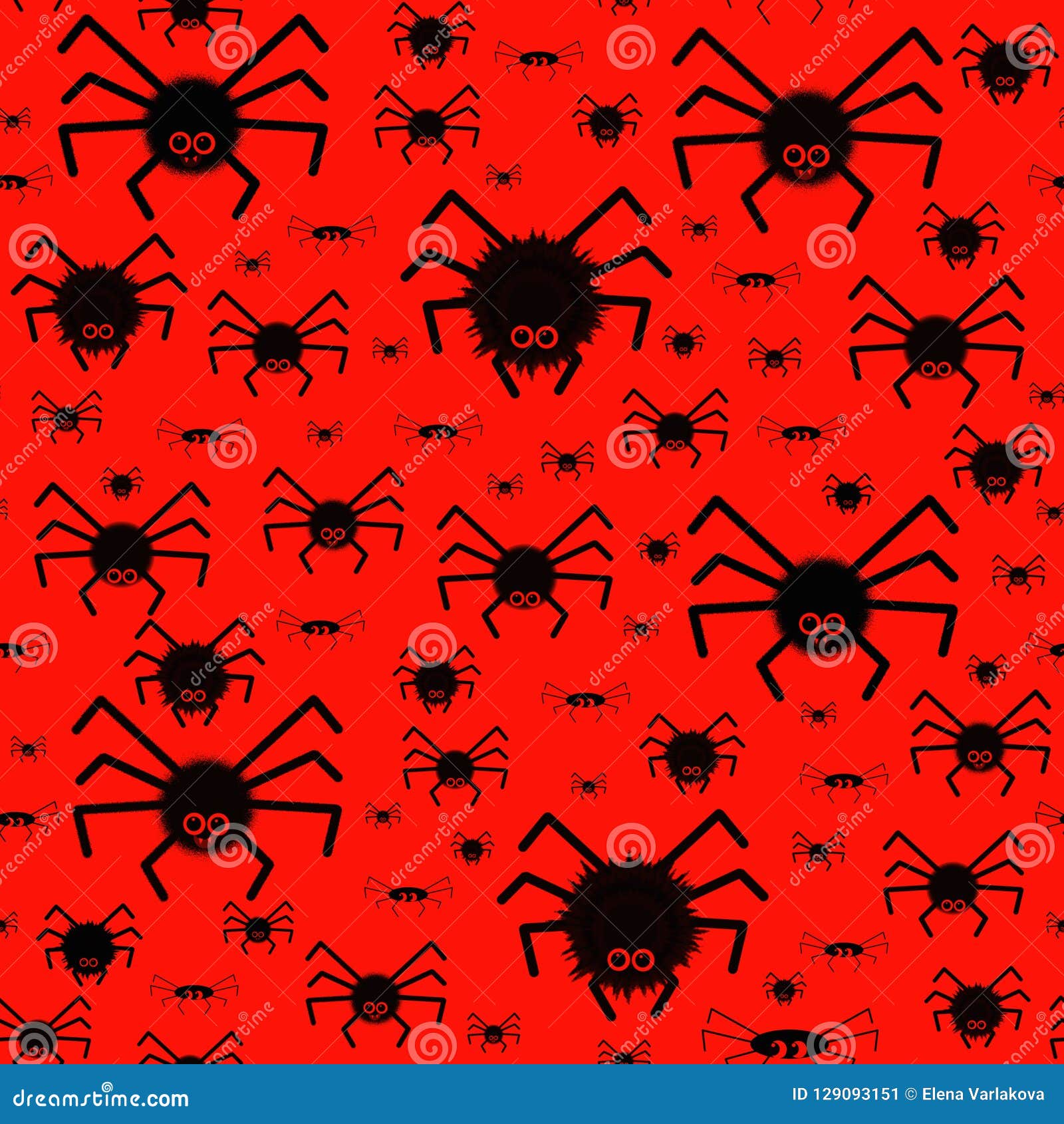 Pattern with Spooky Spiders. Stock Illustration - Illustration of ...