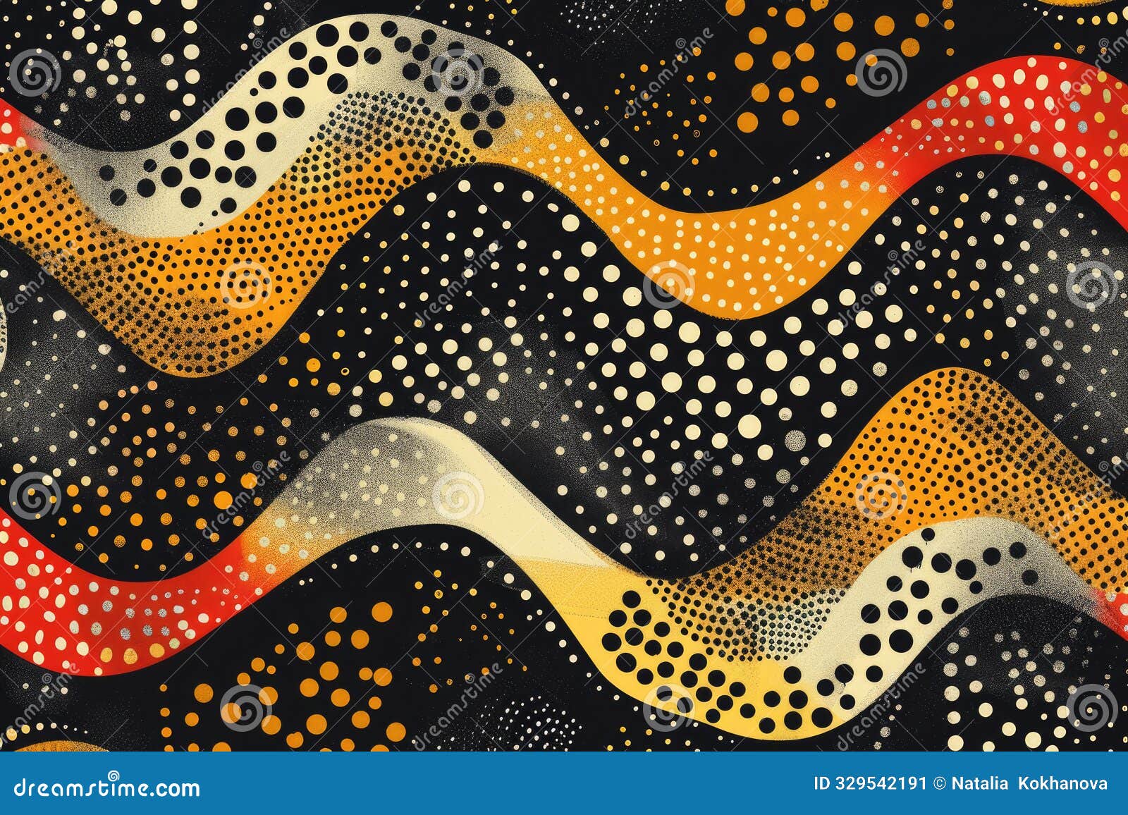 Pattern of Spots and Dots and Wavy Lines. Abstract Smooth Drawing ...