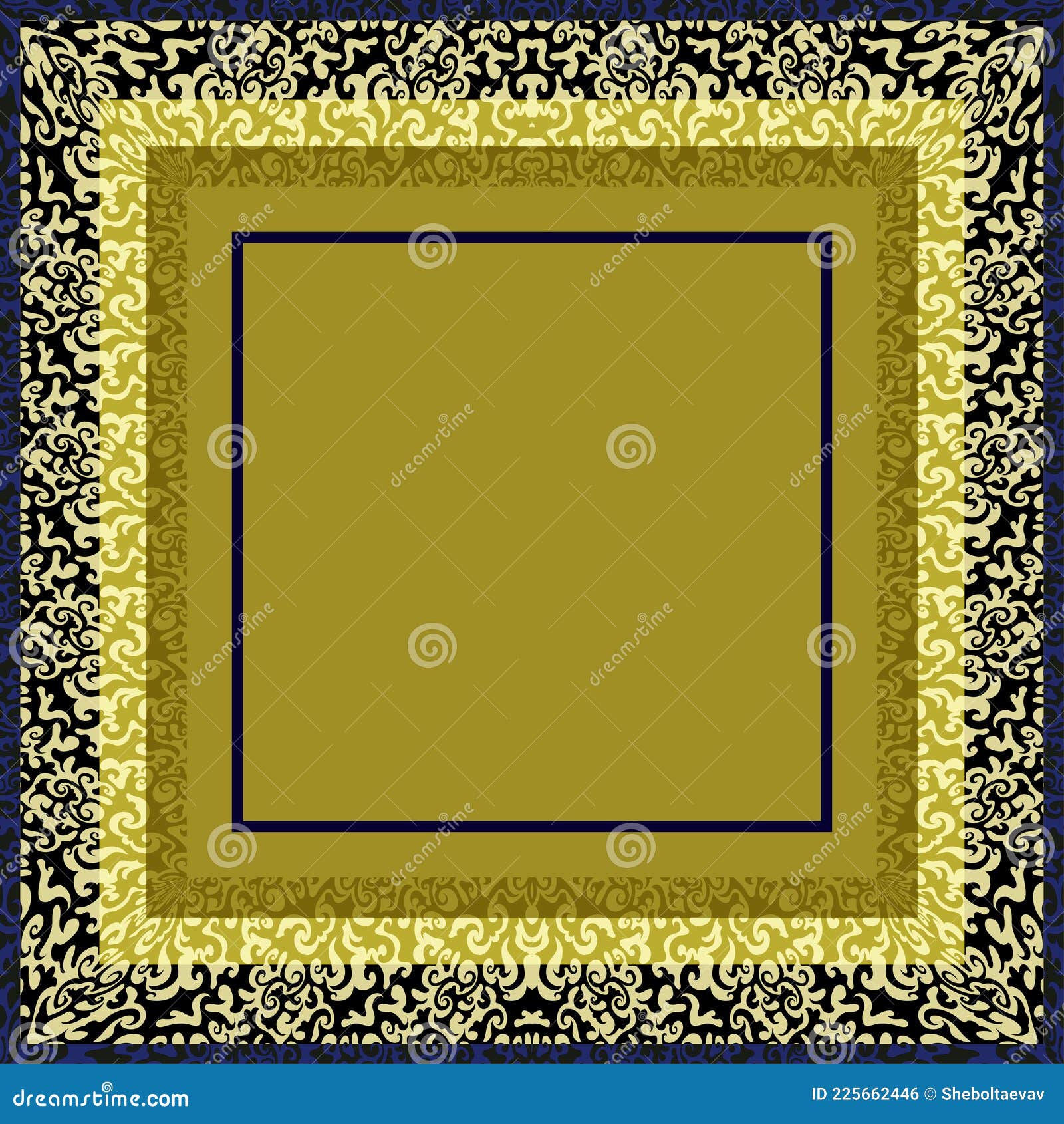 Pattern in a Square for the Design of a Shawl, Scarf, Hijab. Golden ...