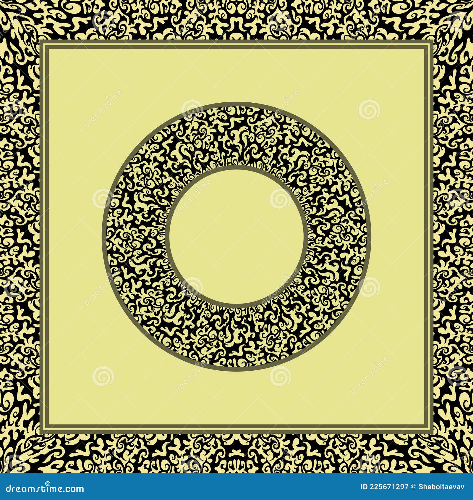 Pattern in a Square for the Design of a Shawl, Scarf, Hijab. Golden ...