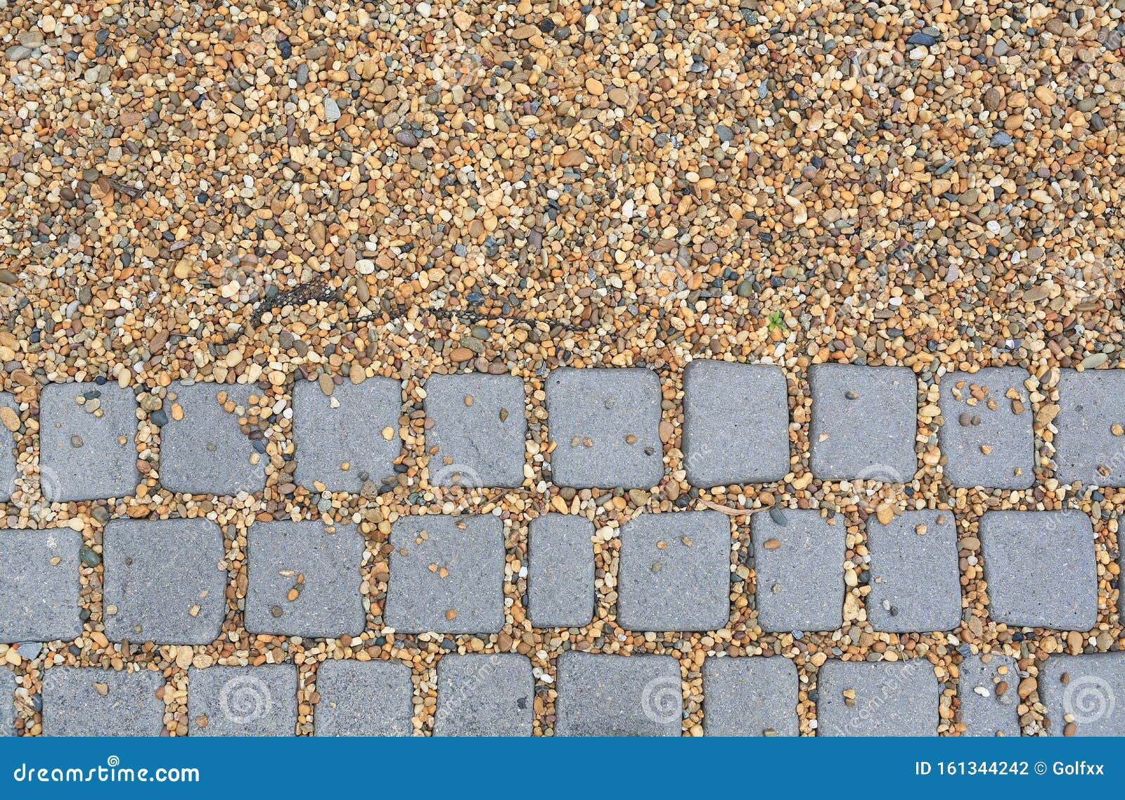 Pattern Square Stone Pavement with Gravel Background. Walking Path ...