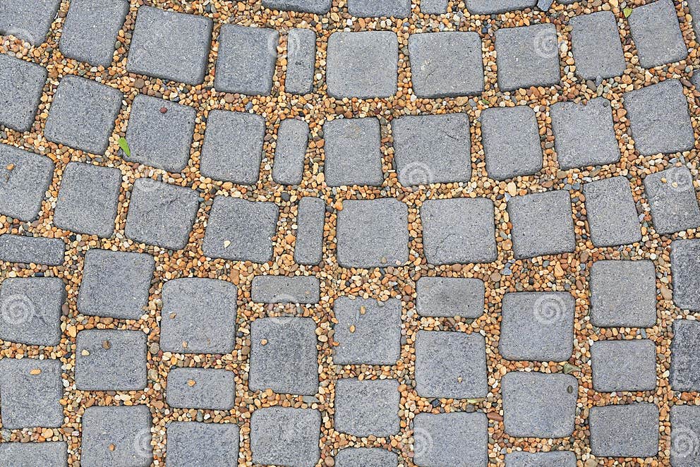 Pattern Square Stone Pavement with Gravel Background. Walking Path ...