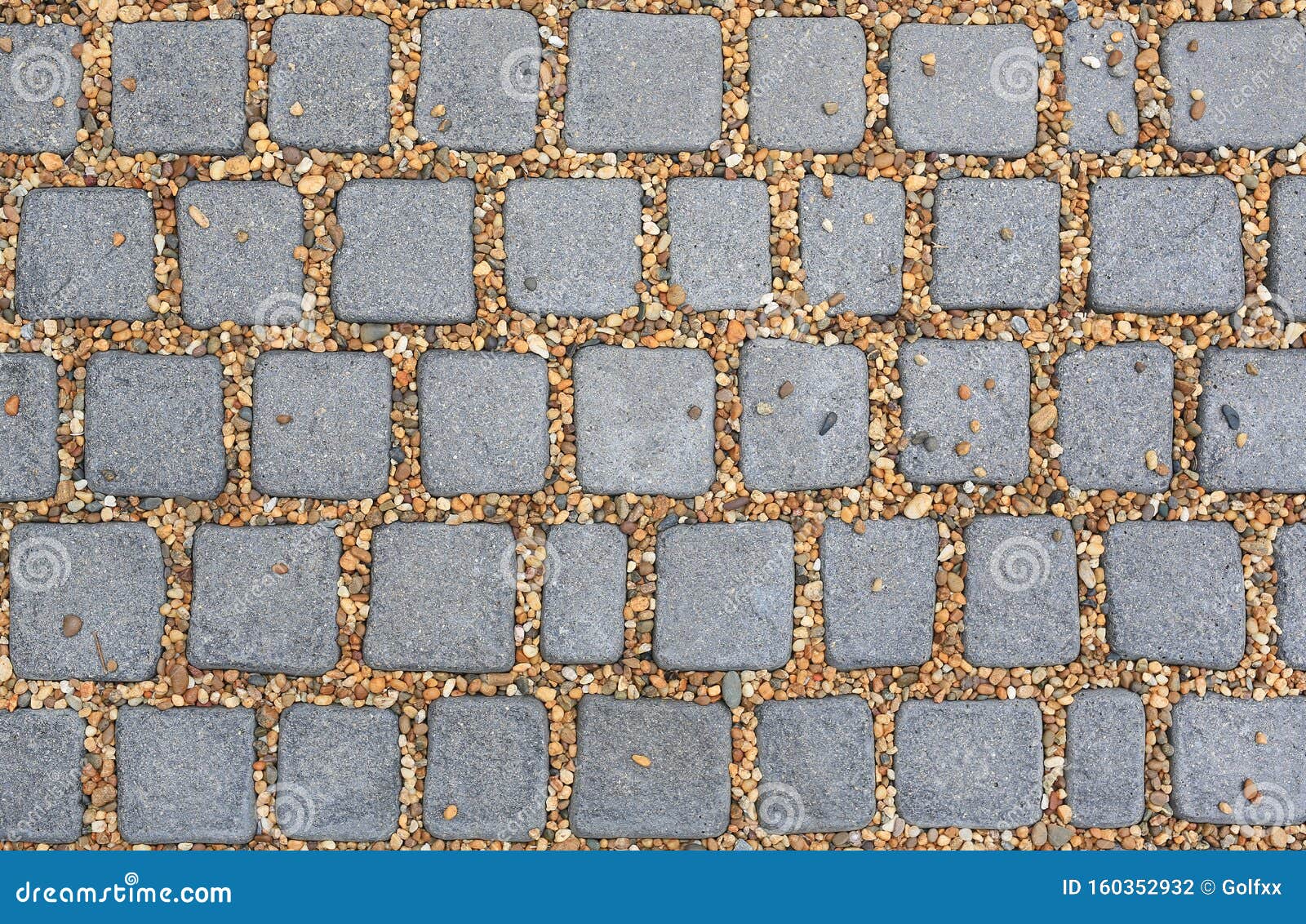 Pattern Square Stone Pavement with Gravel Background. Walking Path ...
