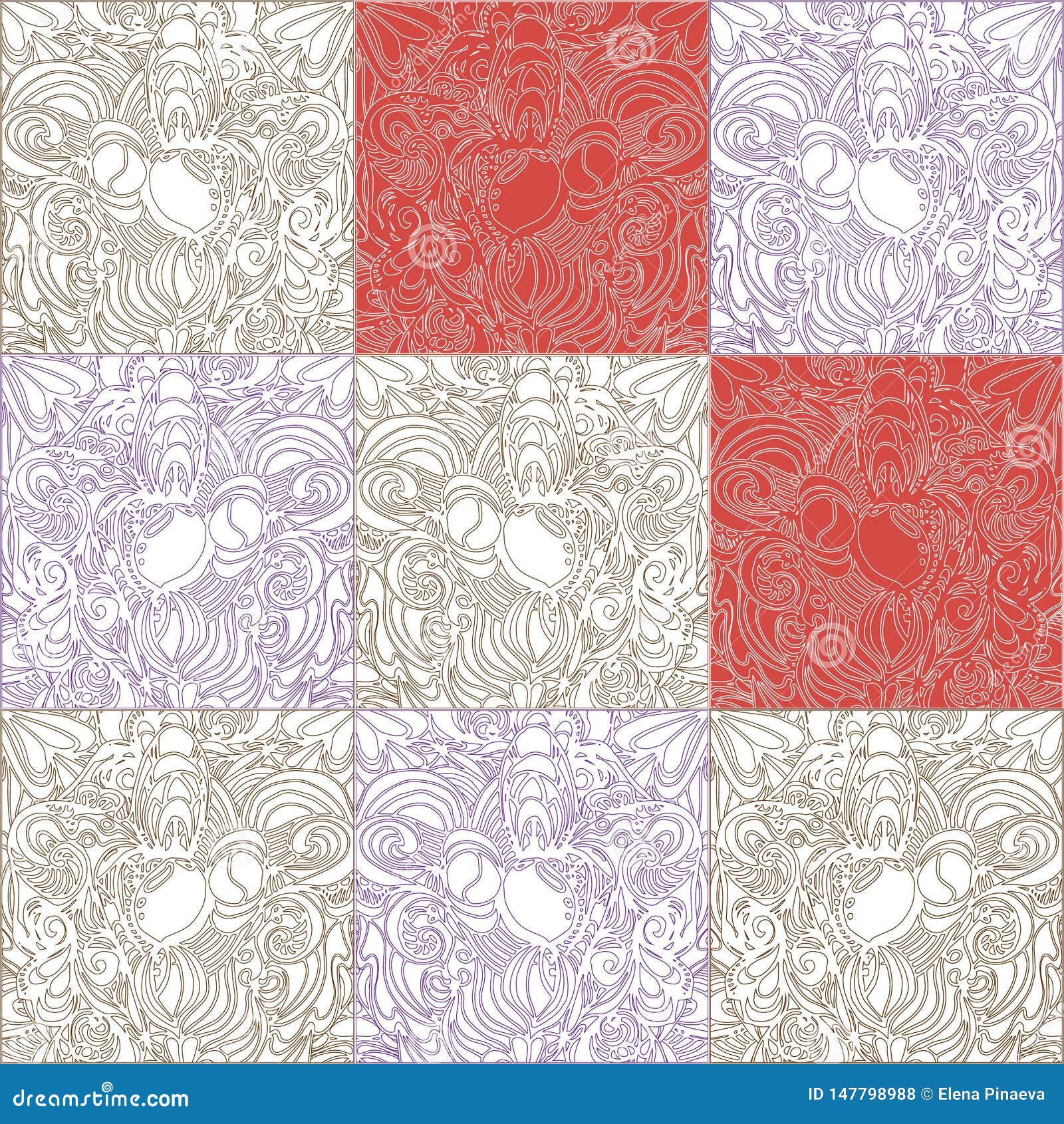 Pattern of Squares with White and Red Fill and Contours Stock ...