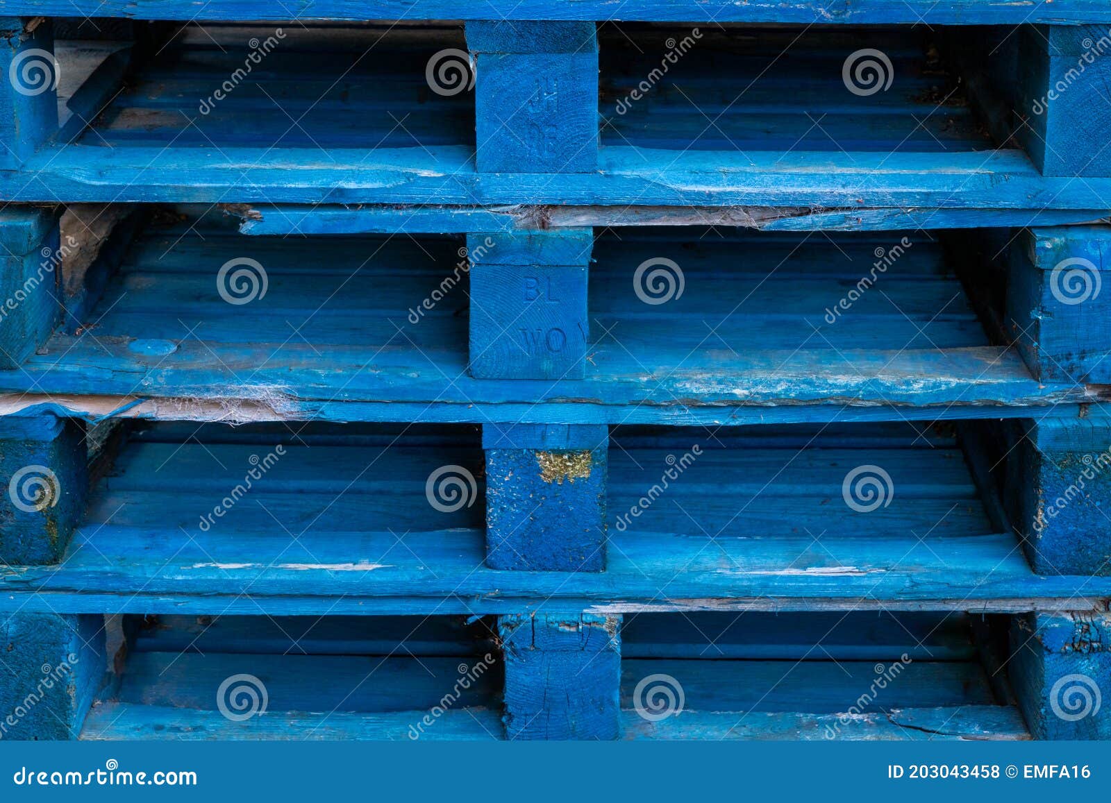 A Pattern of Stacked Blue Wooden Pallets Stock Photo - Image of wooden ...