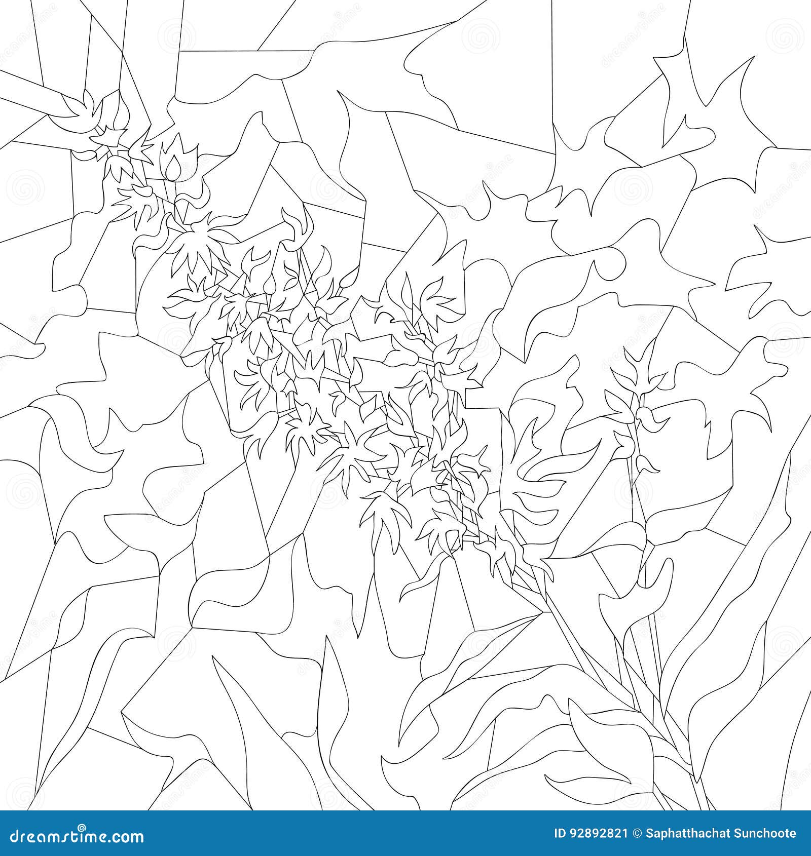 Pattern stained glass line stock illustration. Illustration of flower ...