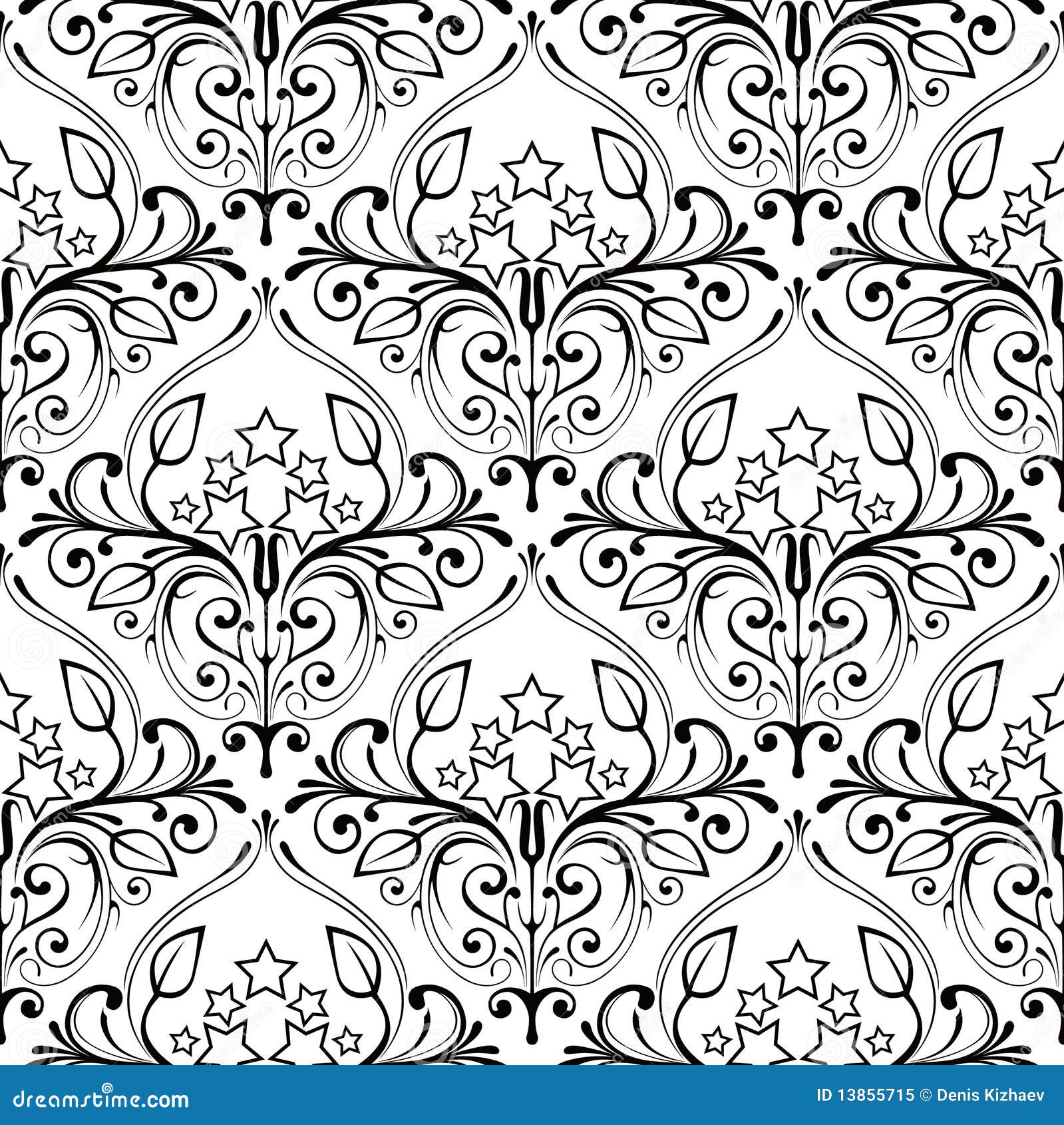 Pattern from Stars and Flowers Stock Vector - Illustration of pattern ...