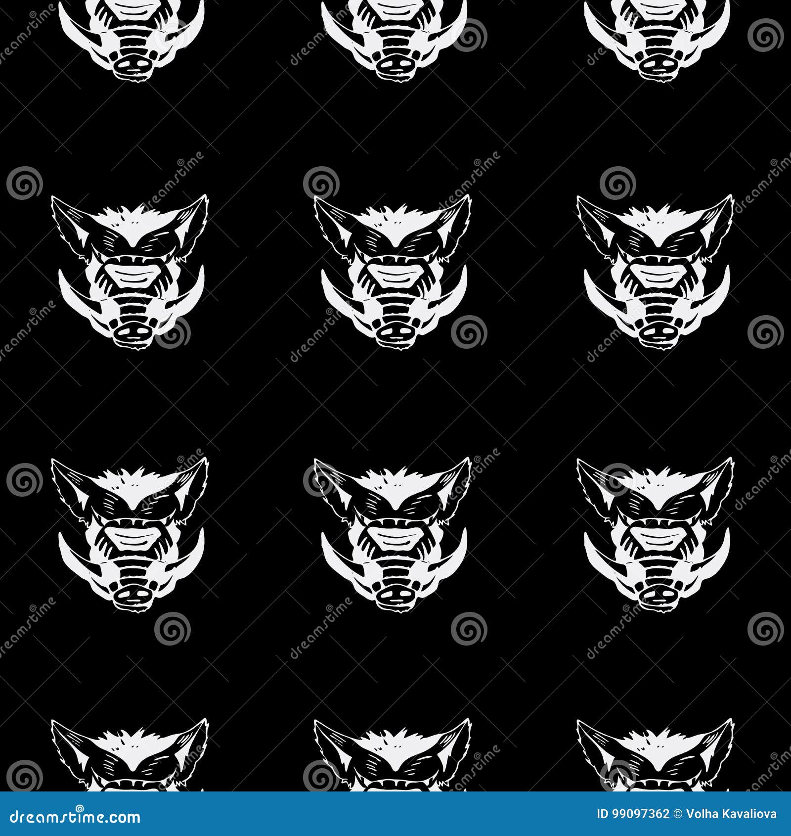 Pattern, Stencil Boar Head. Stock Vector - Illustration of monster ...