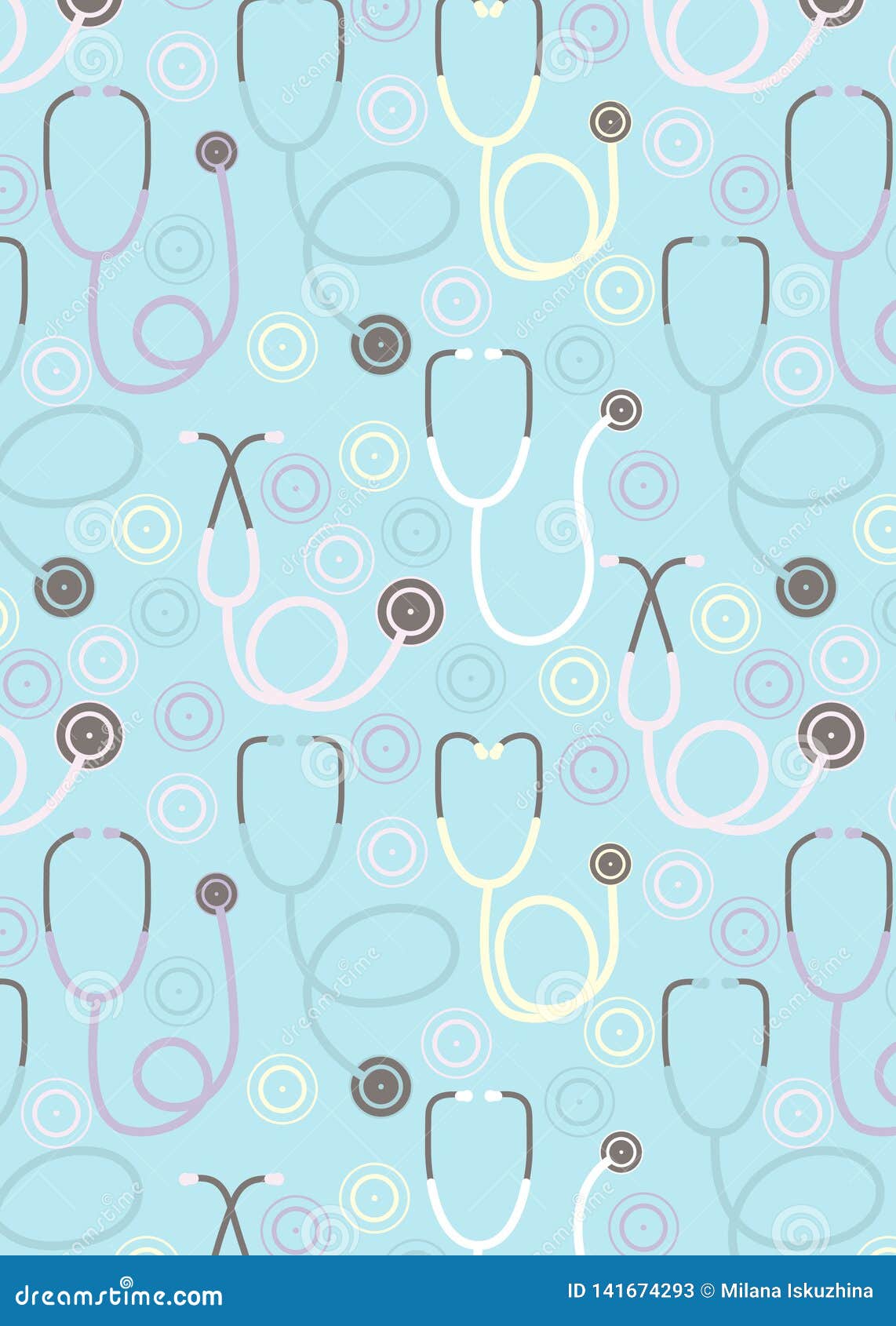 Pattern with Stethoscope Icon and Circles Stock Vector - Illustration ...
