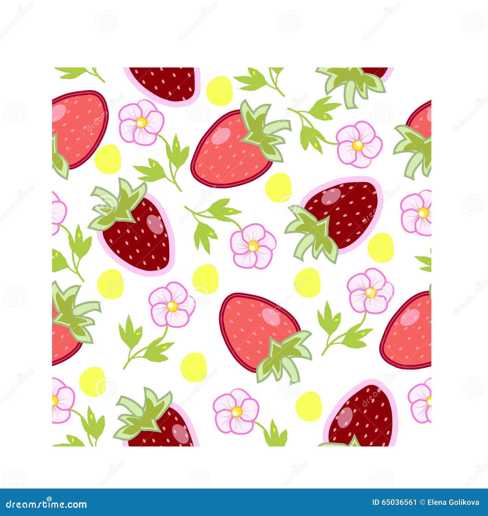 Pattern with Strawberries and Flowers Stock Vector - Illustration of ...
