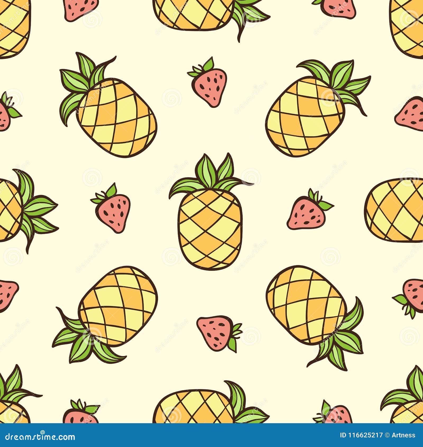 Pattern with Strawberry and Pineapple Stock Vector - Illustration of ...