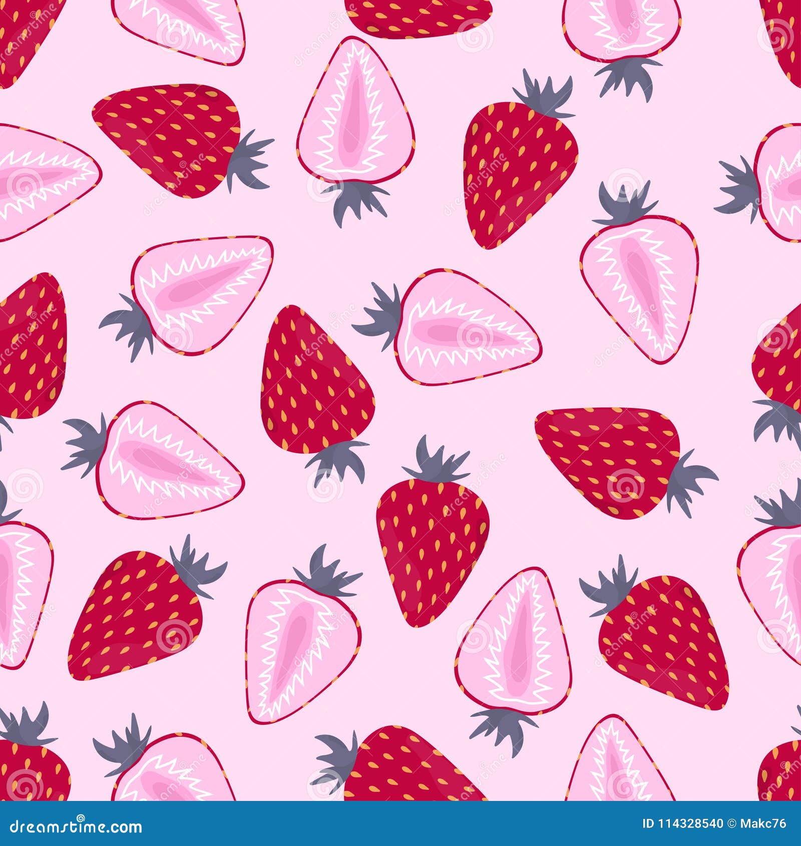 Pattern with Strawberry on Pink Stock Vector - Illustration of seamless ...