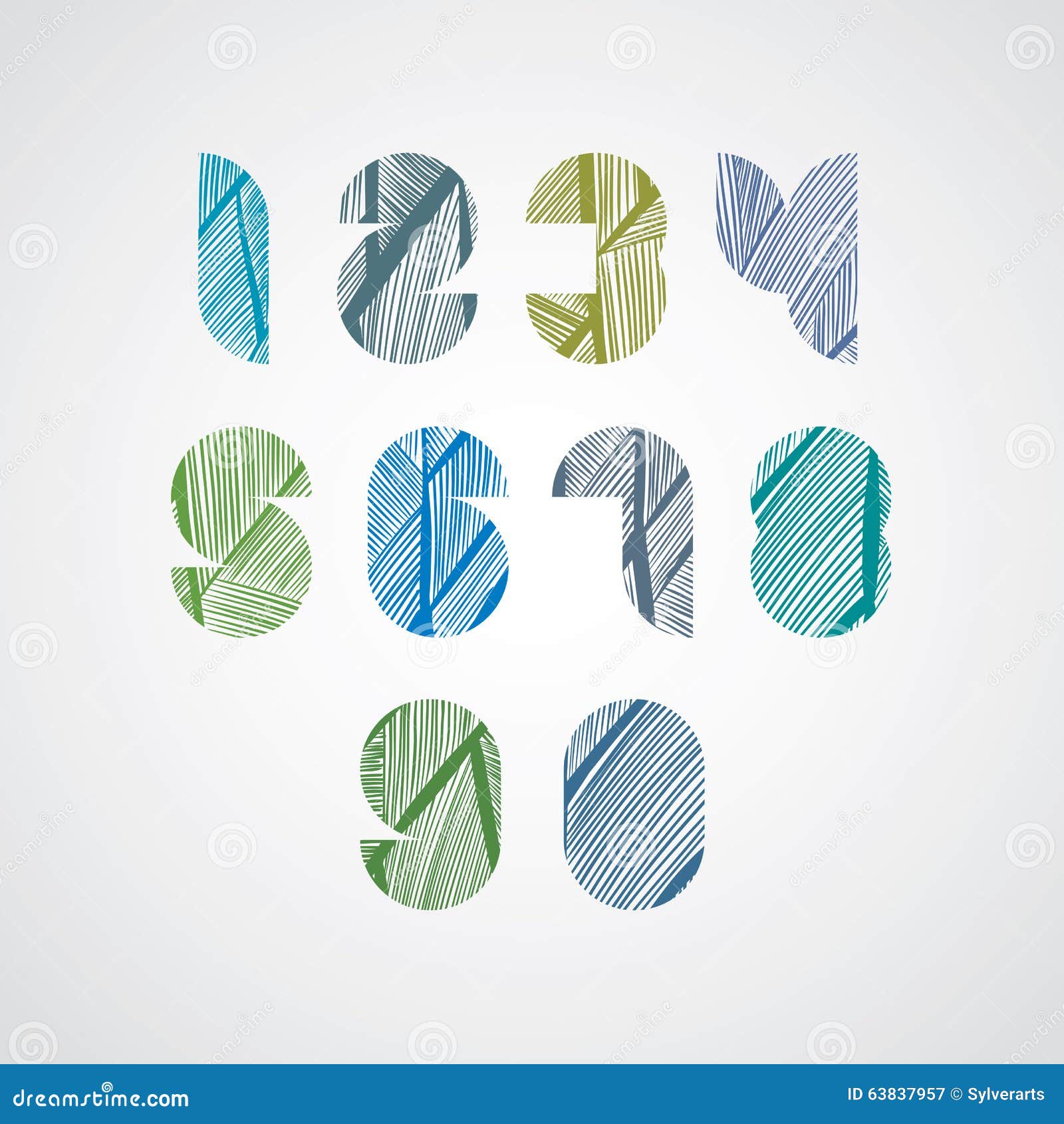 Pattern Striped Colorful Numbers. Textured Numeration Stock Vector ...