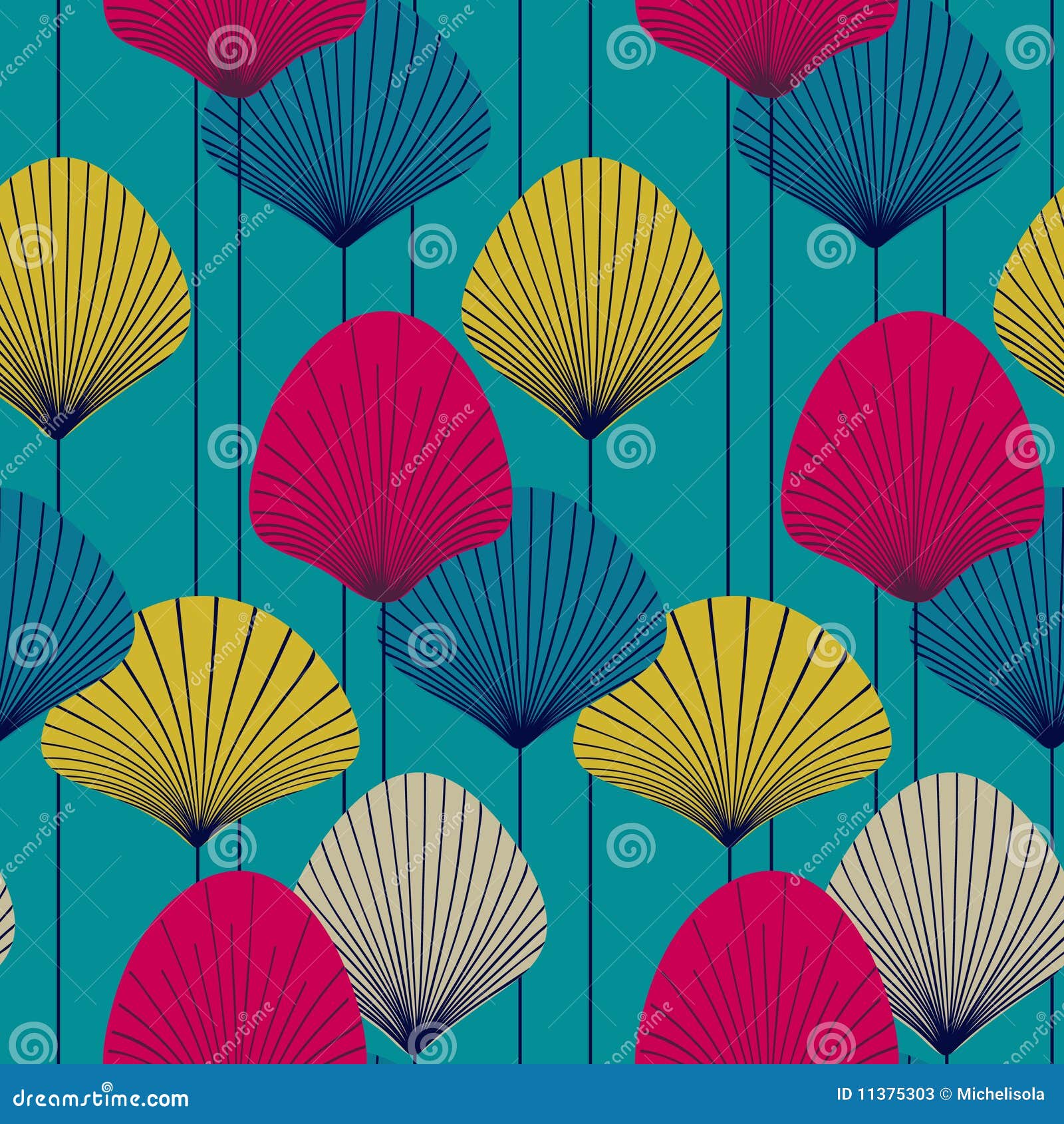 Pattern with styled fans stock vector. Illustration of colorful - 11375303