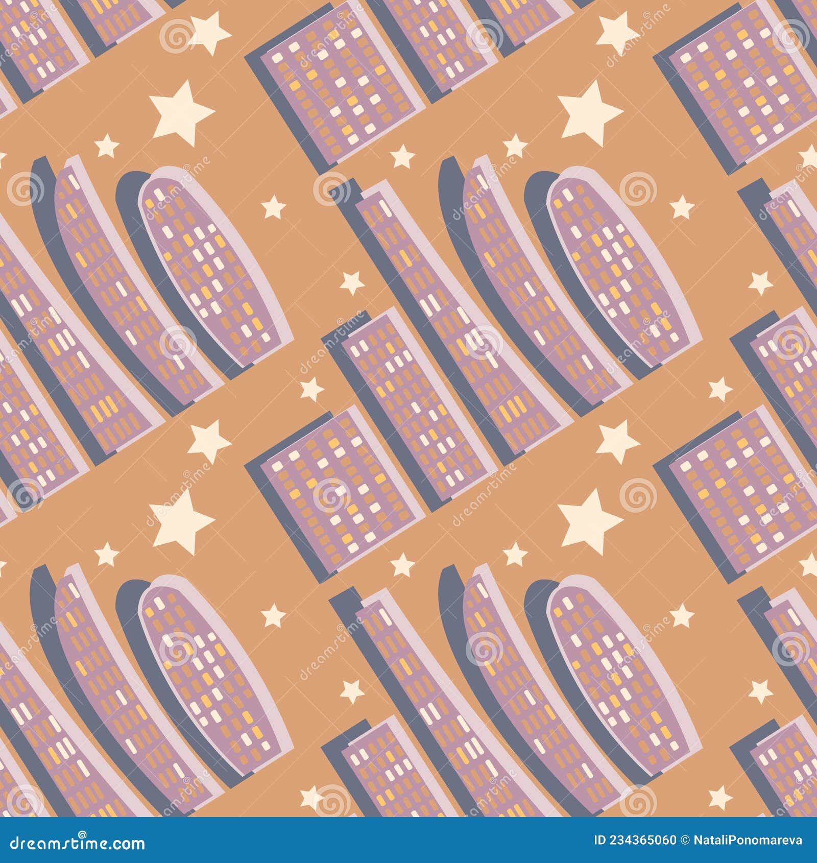 Pattern - a Stylized Night City - Graphics. Megalopolis, Modern ...