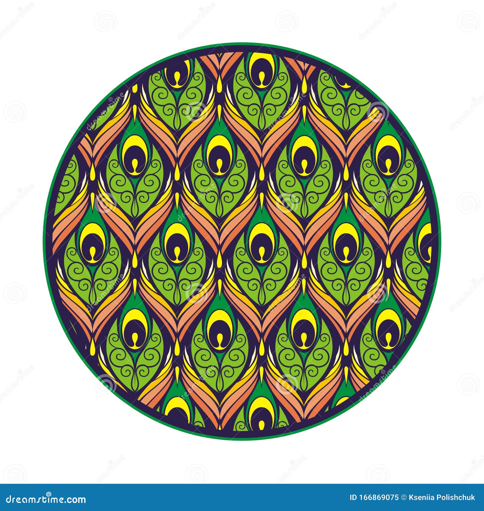 Pattern with Stylized Peacock Feather. Stock Vector - Illustration of ...