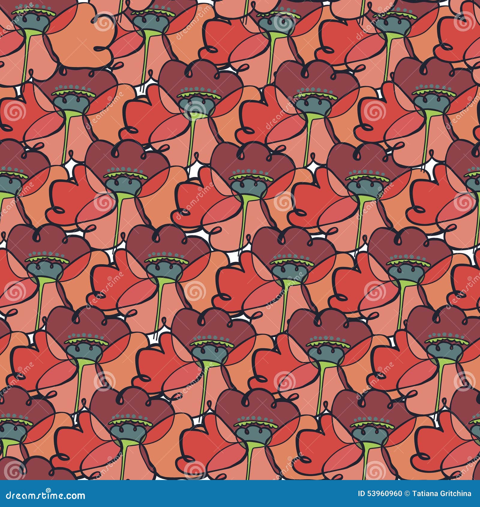 Pattern with Stylized Poppies Stock Vector - Illustration of symbol ...