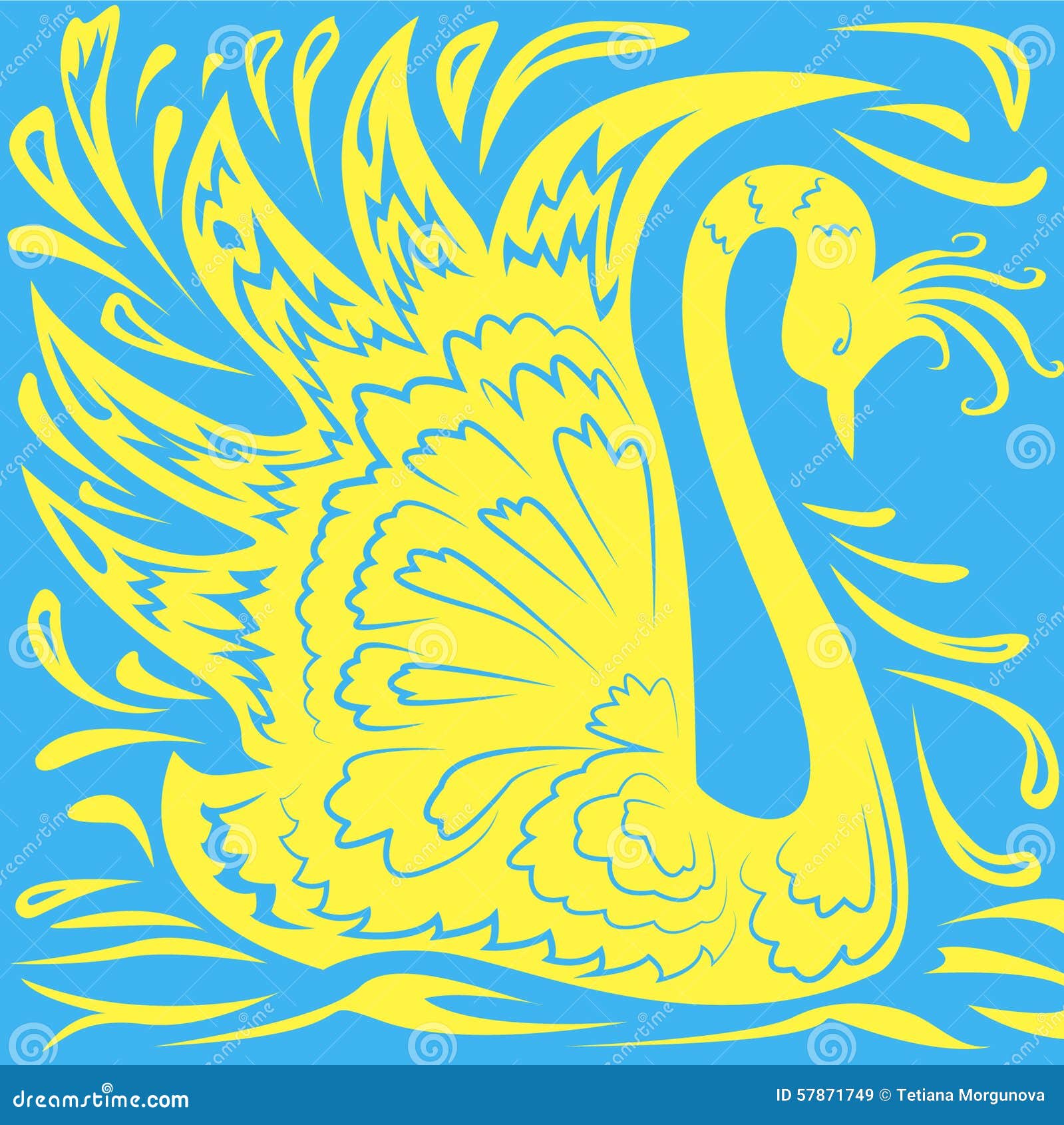 Pattern Stylized Yellow Swan on a Blue Background Stock Vector ...