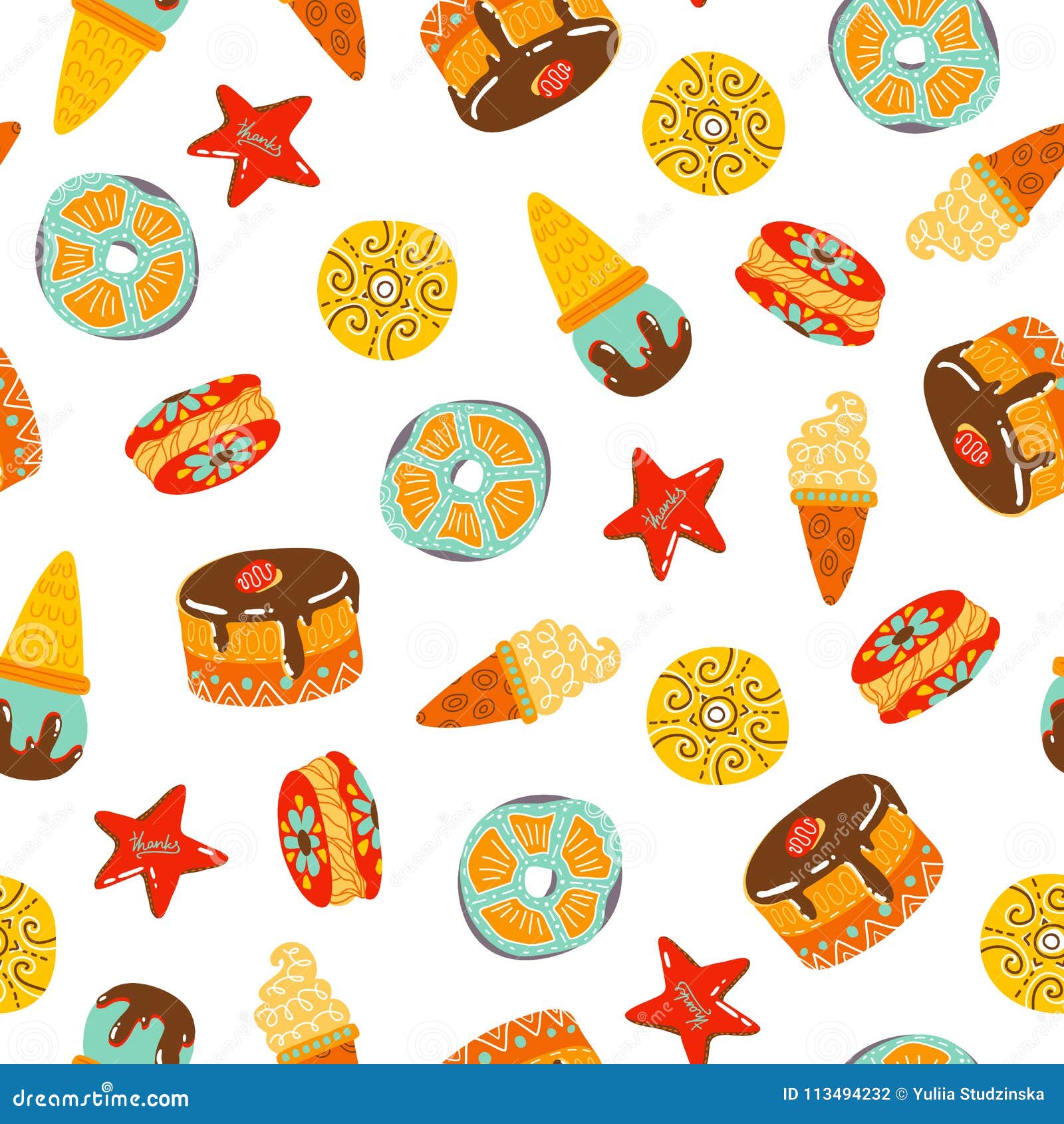 Pattern with summer food stock vector. Illustration of macaroons ...